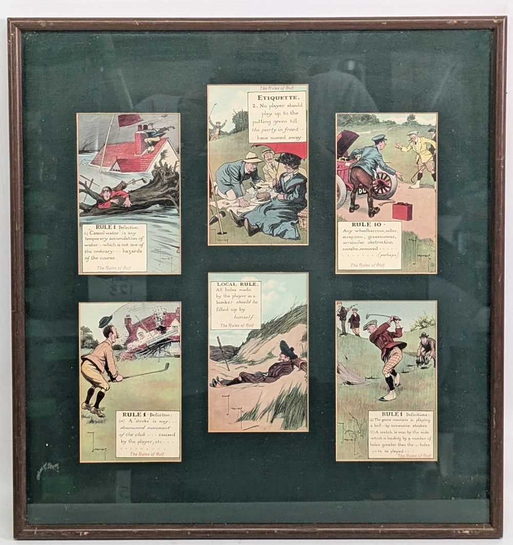6x Framed Chas Charles Crombie the Rules of Golf - a scarce collection ...