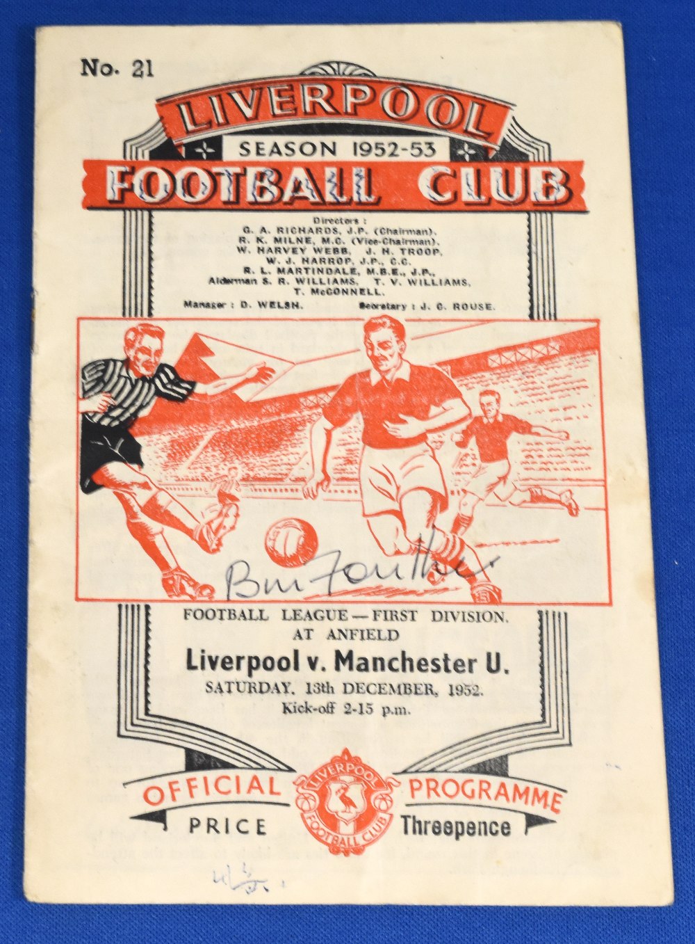 1952/53 Liverpool v Manchester United Div. 1 match programme 13 ...