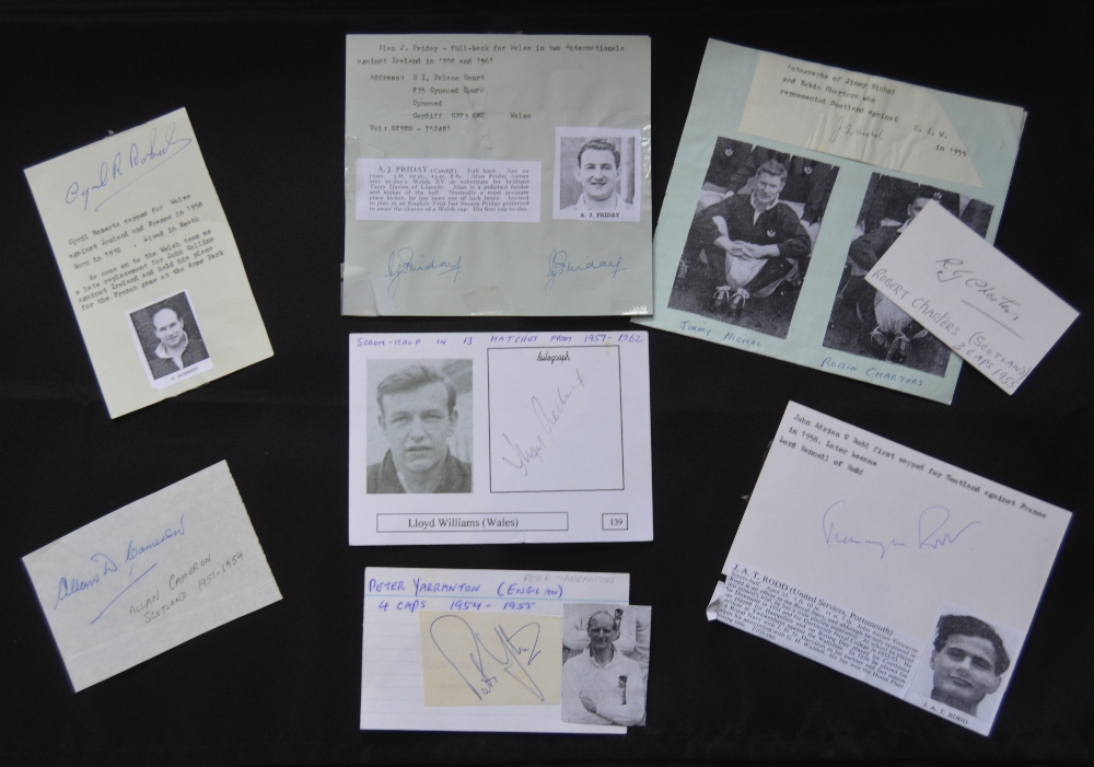 1950s Rugby Autographs (8): Mostly laid down to card or paper, some ...