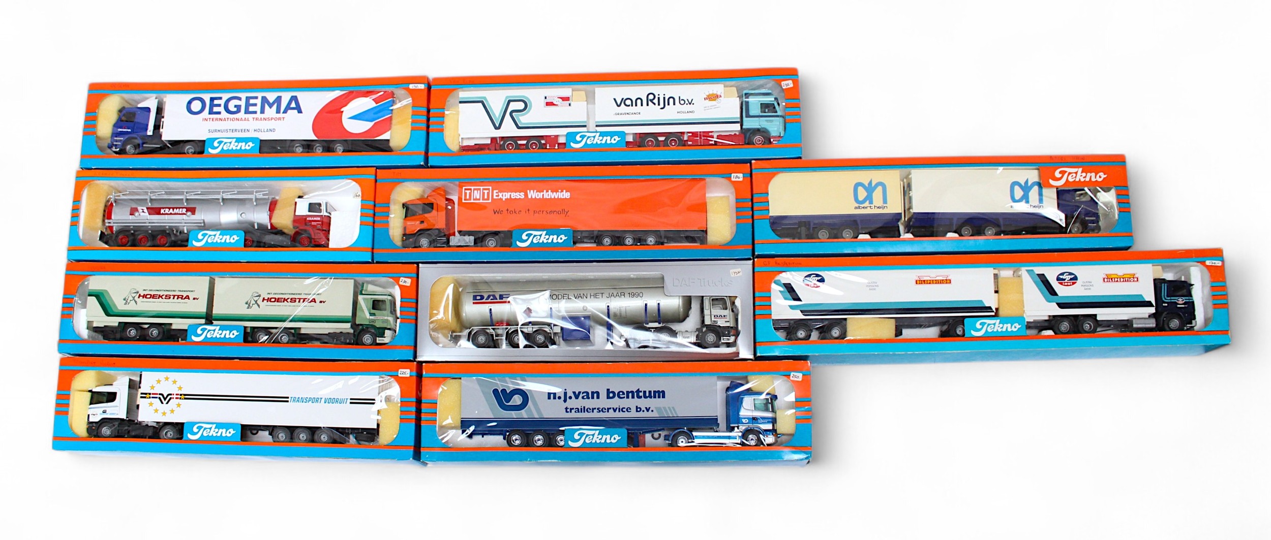 Ten boxed Tekno 1:50 scale die-cast model trucks, including ...