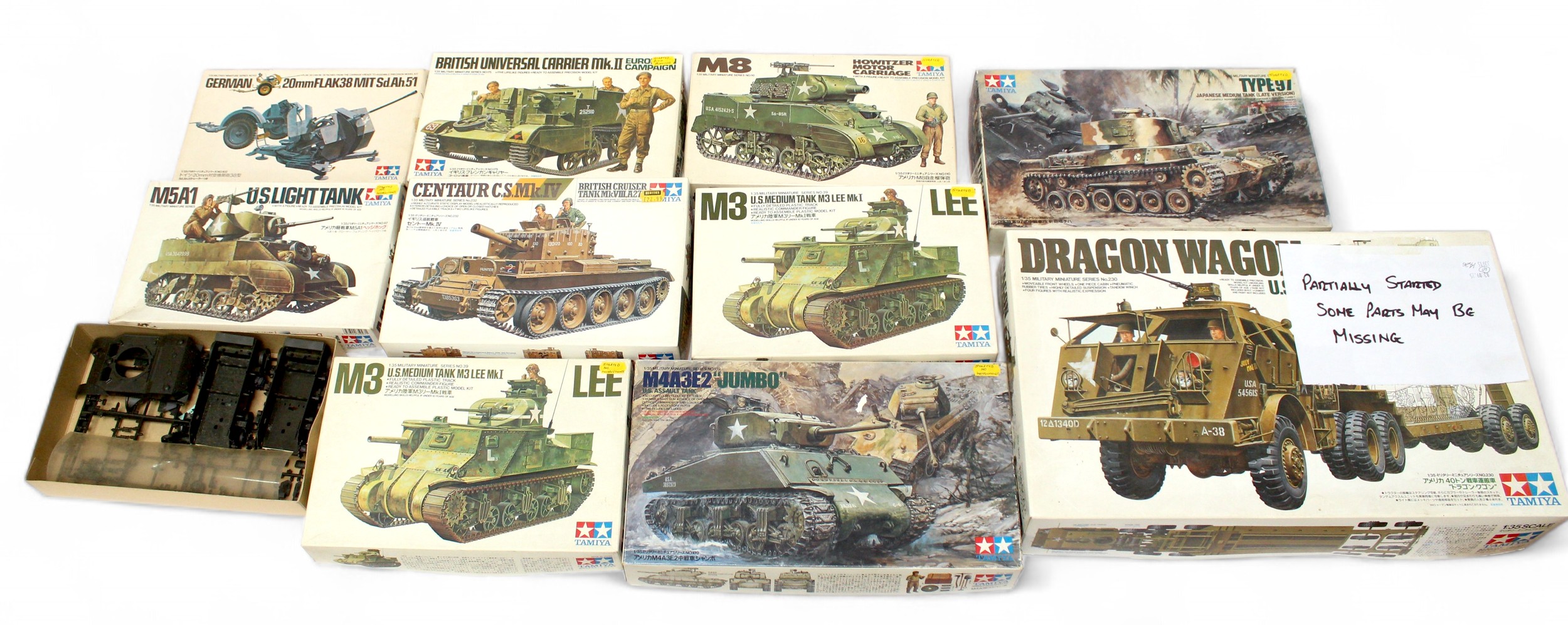 A collection of ten boxed Tamiya 1:35 scale Armoured Vehicles, Tanks ...