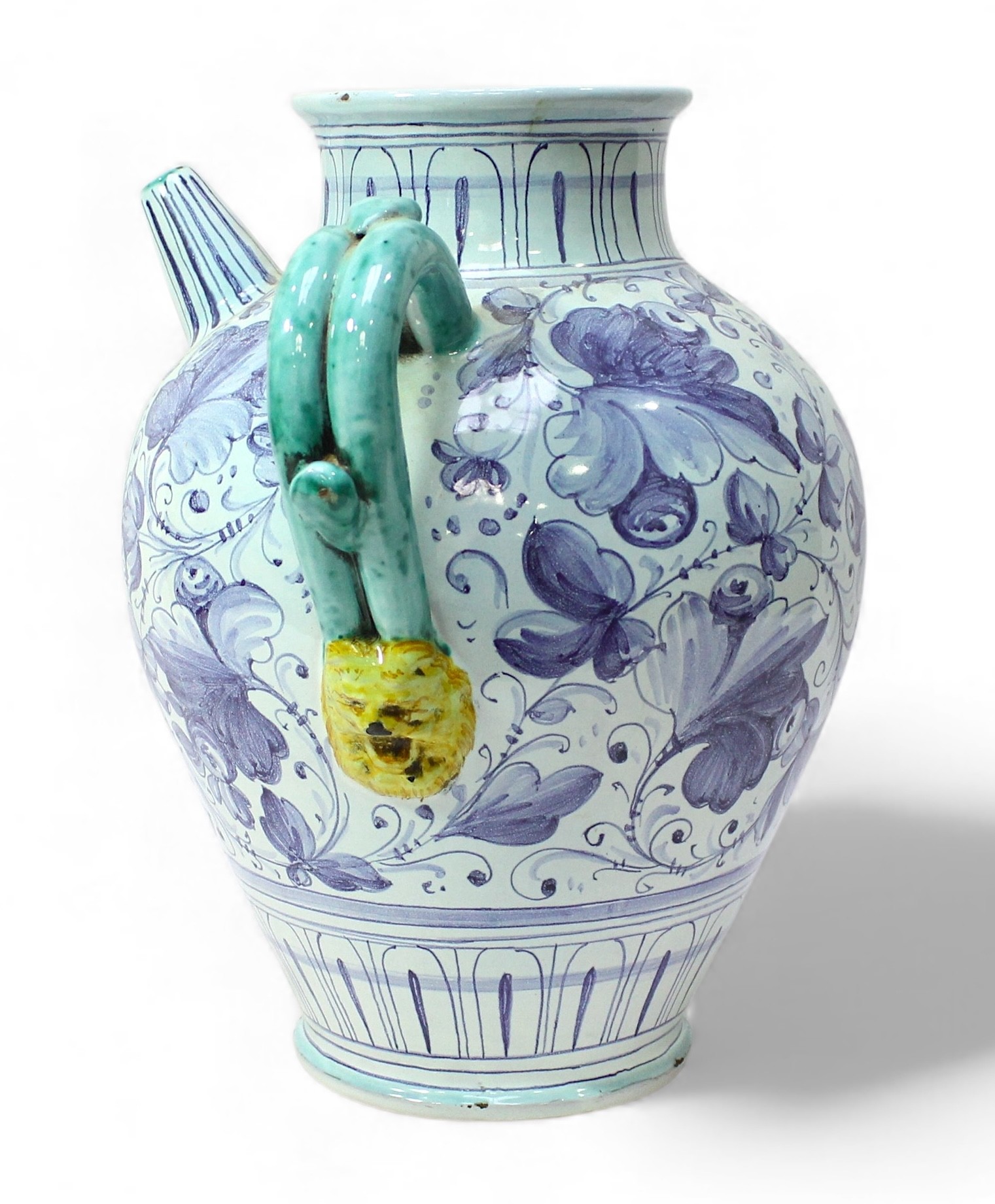 An Italian Montelupo maiolica large apothecary jar, of ovoid form with ...