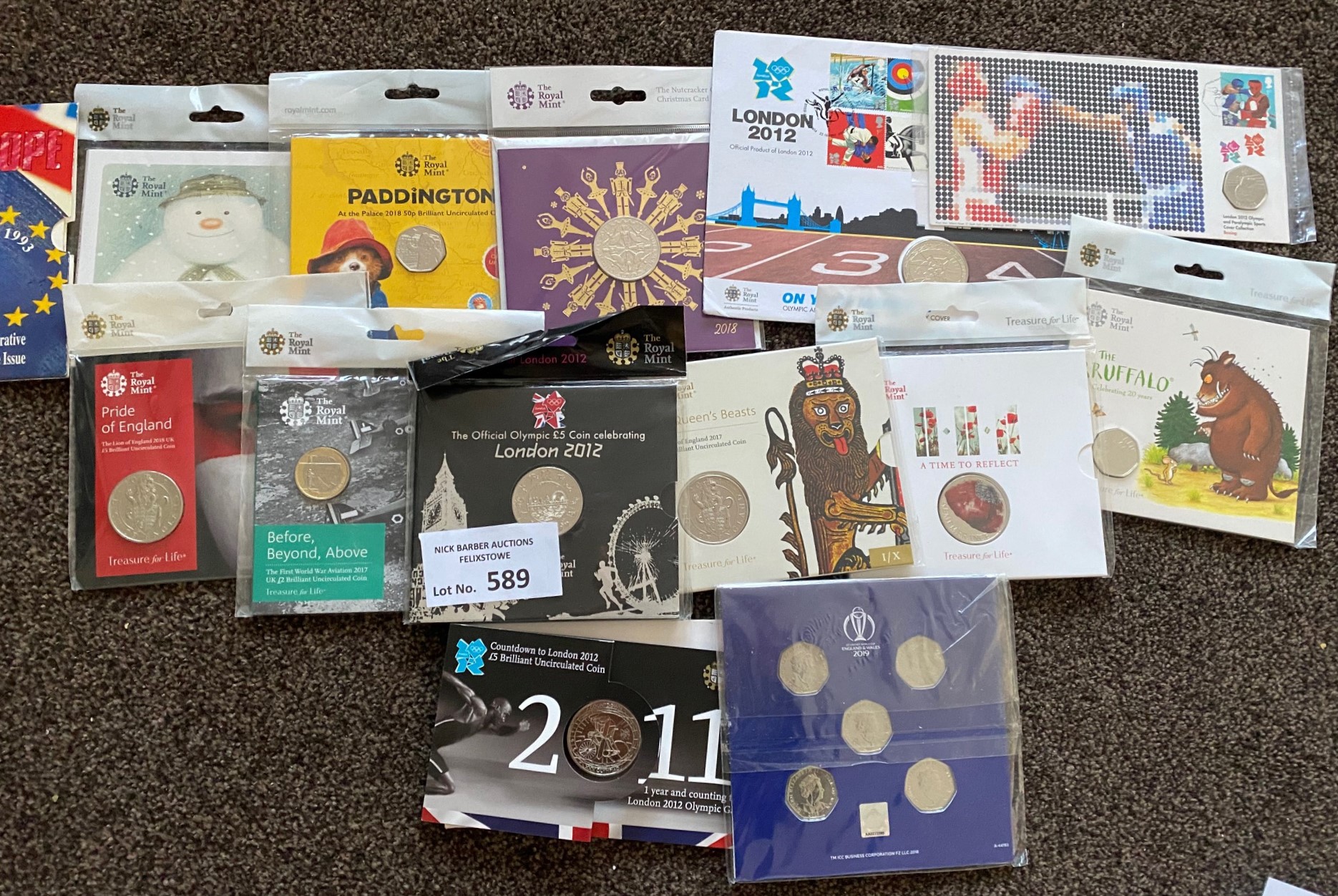 Coins : Royal Mint - various modern carded coins, £5 or 50p mostly ...