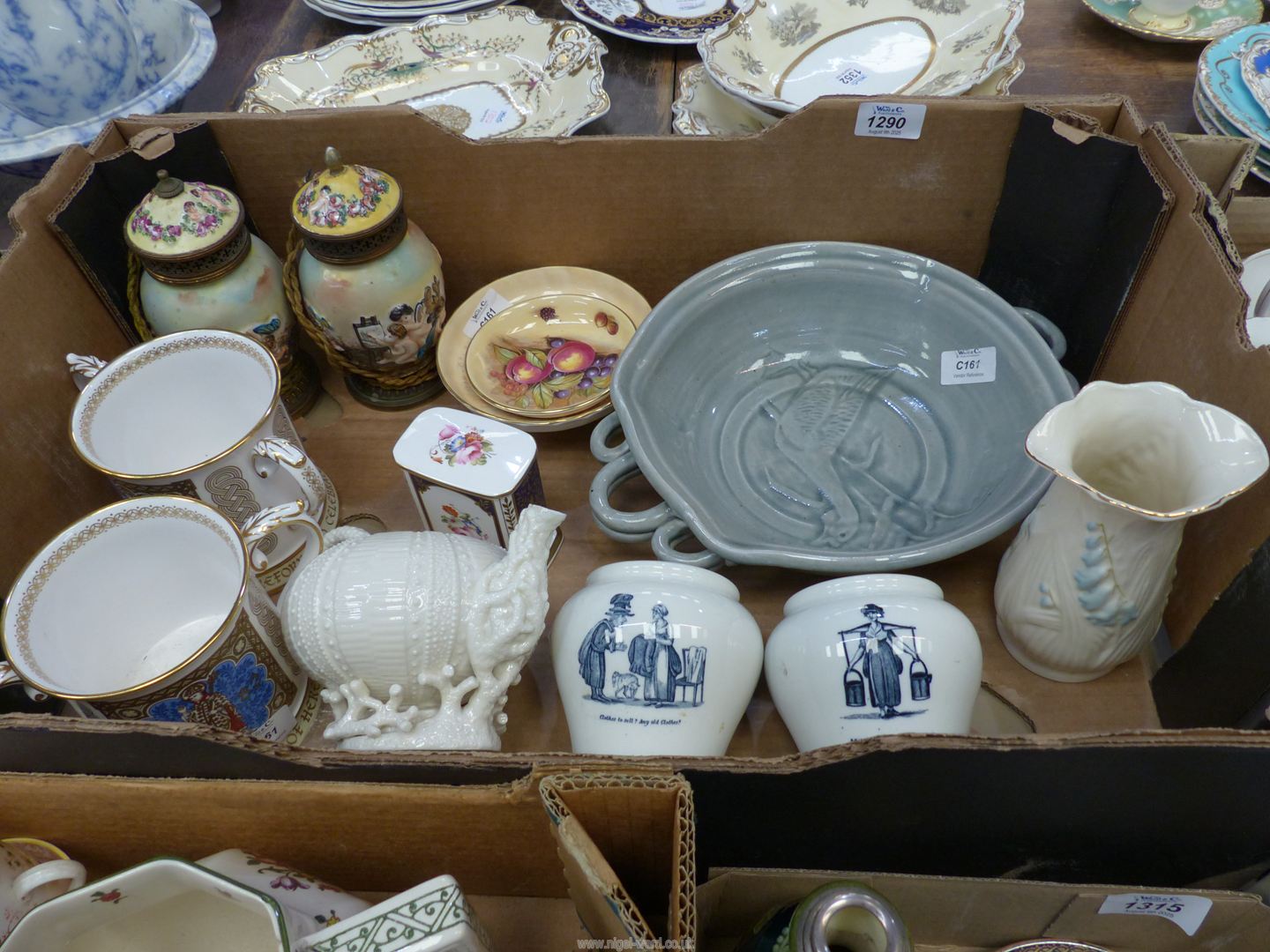 A quantity of china to include a Janet Harner Studio pottery duck bowl ...