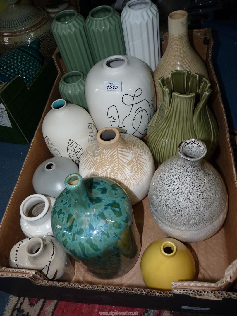 A quantity of contemporary ceramic Vases to include: one shaped in the ...