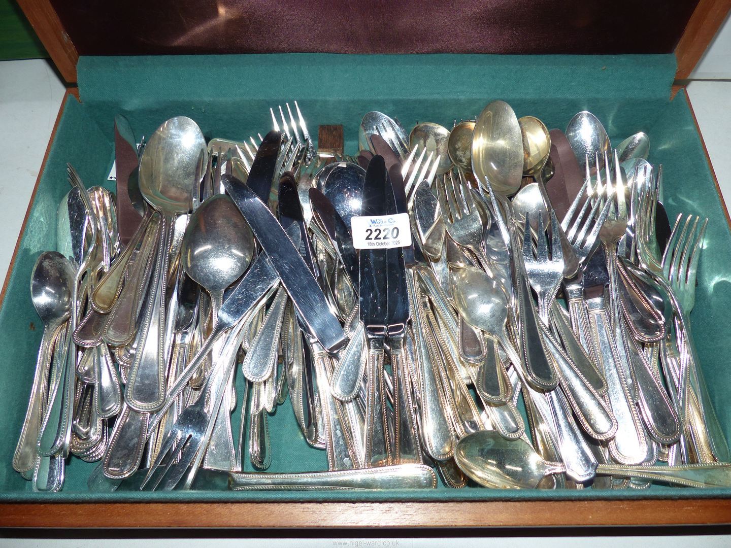 A large quantity of Viners bead pattern Cutlery in a case, plus a small ...