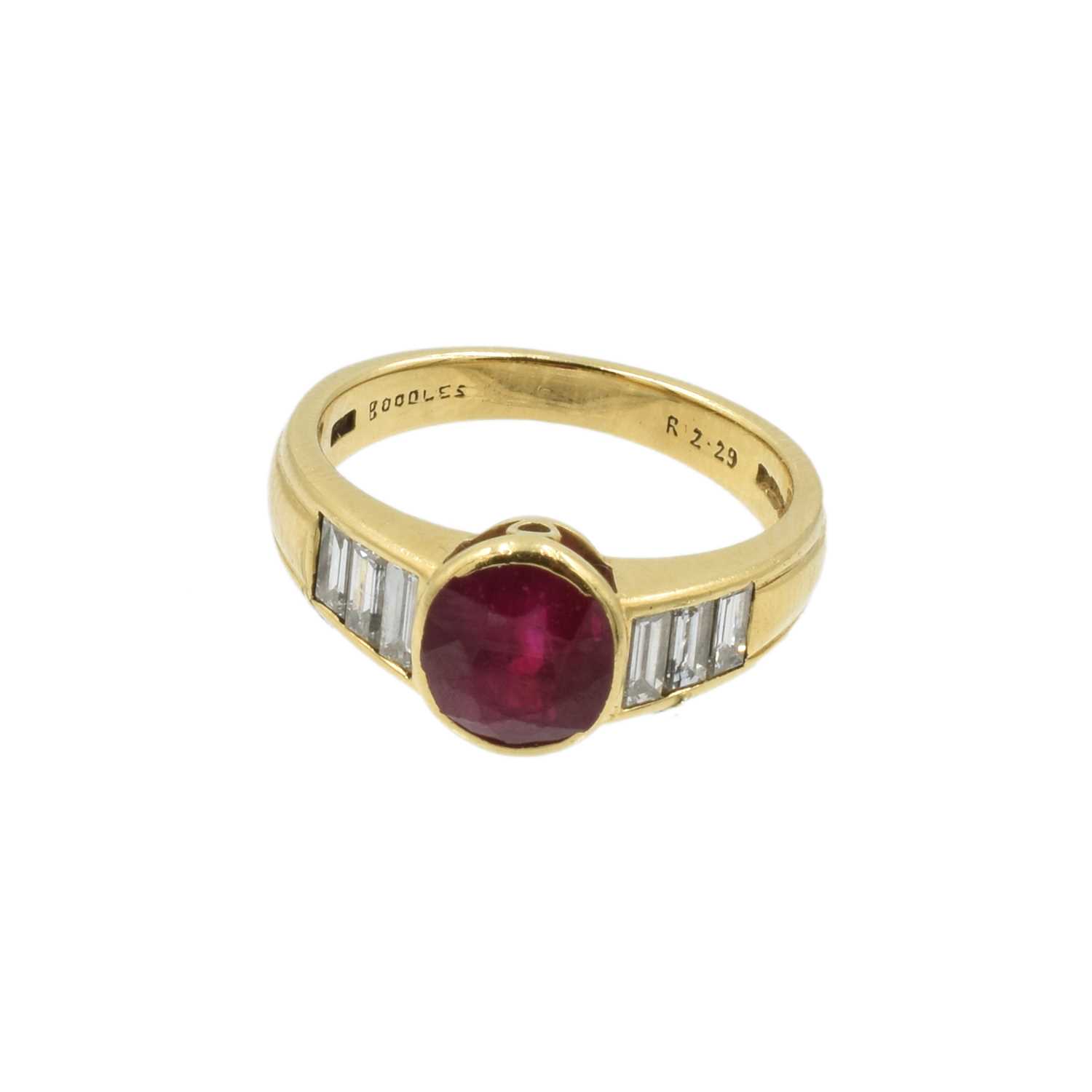 A round cut 2.29ct ruby and diamond ring by Boodles & Dunthorne ...