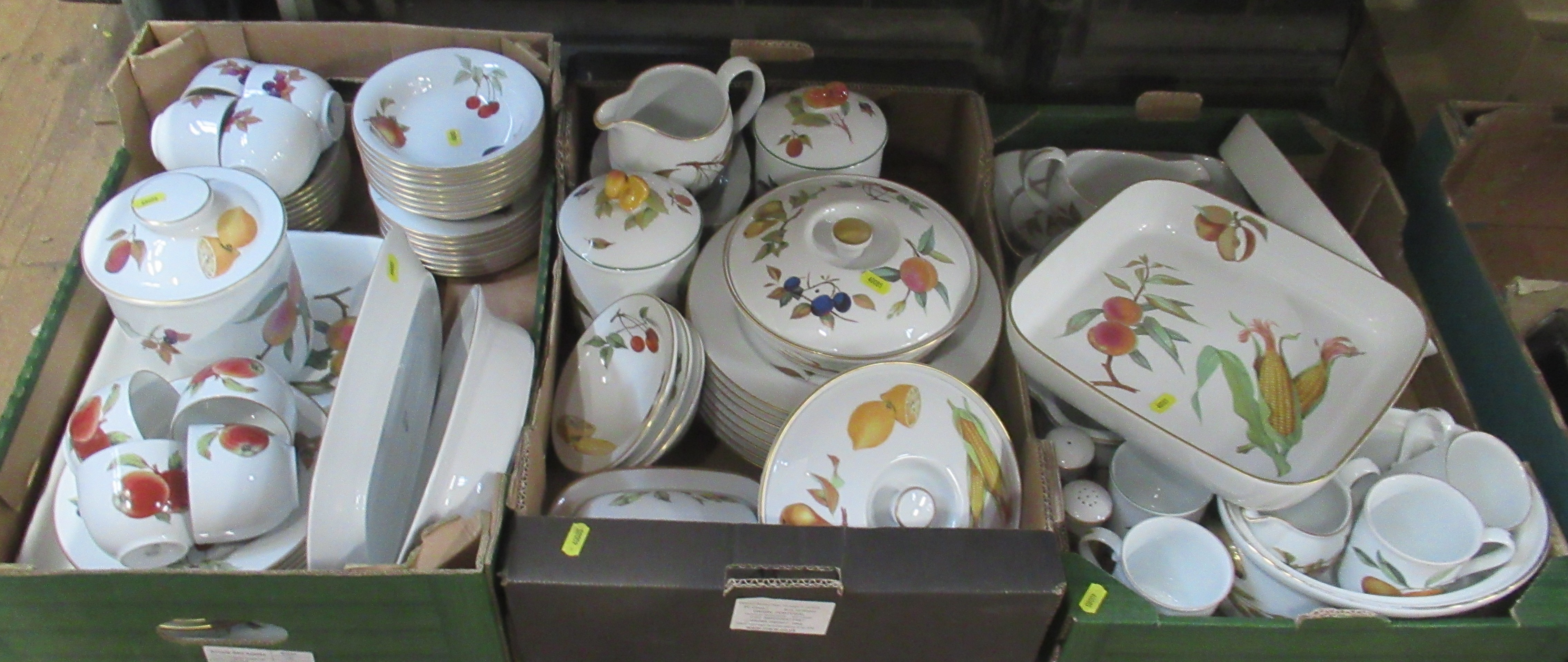 A collection of Royal Worcester Evesham pattern tableware, three boxes
