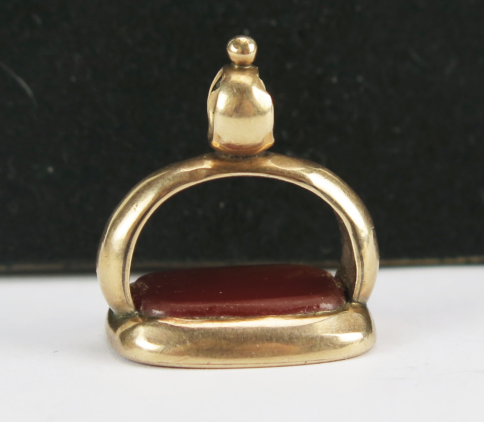 19th century carnelian fob seal in a precious yellow metal setting ...