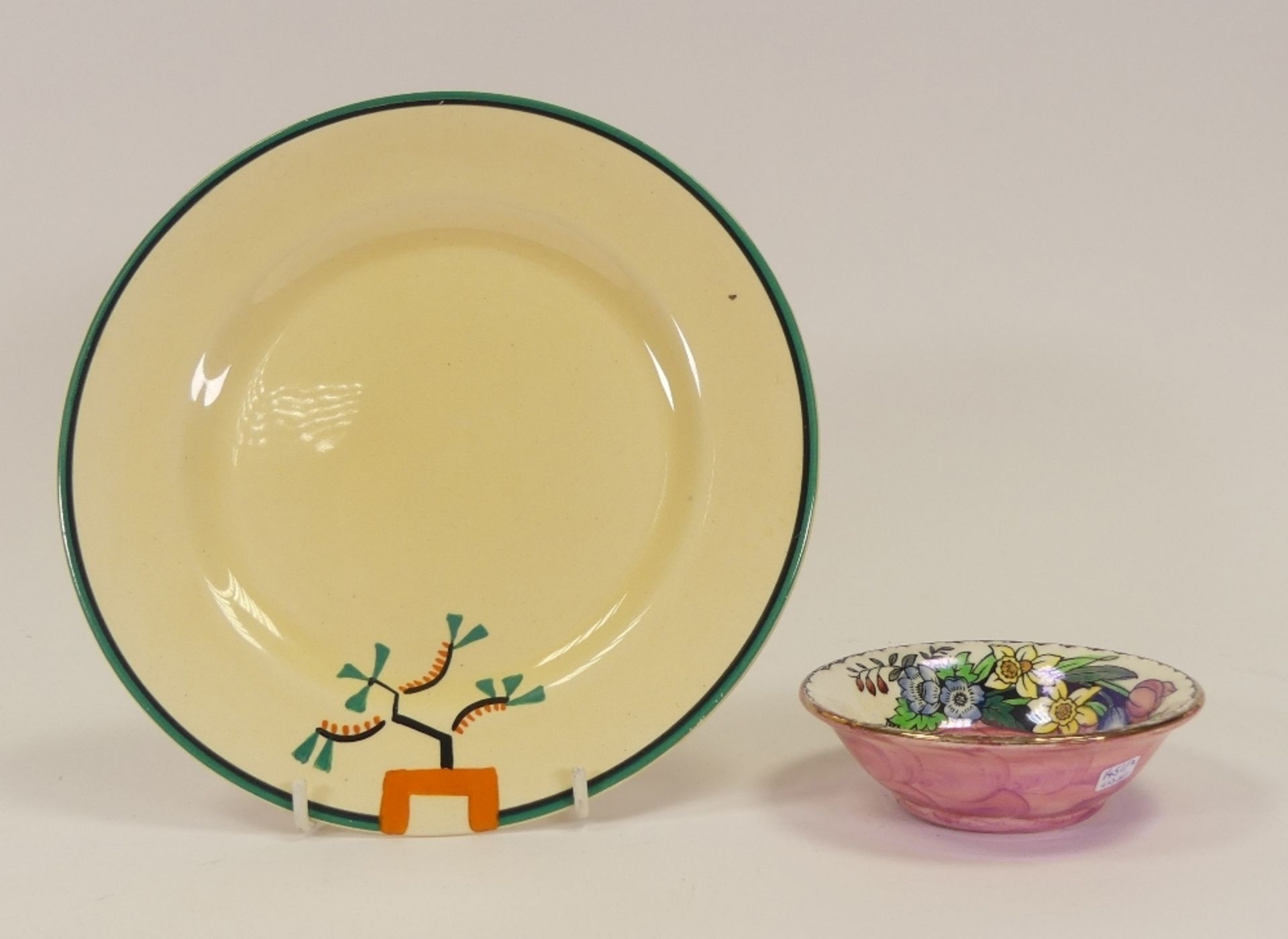 Clarice Cliff Ravel pattern plate together with Maling thumb print ...