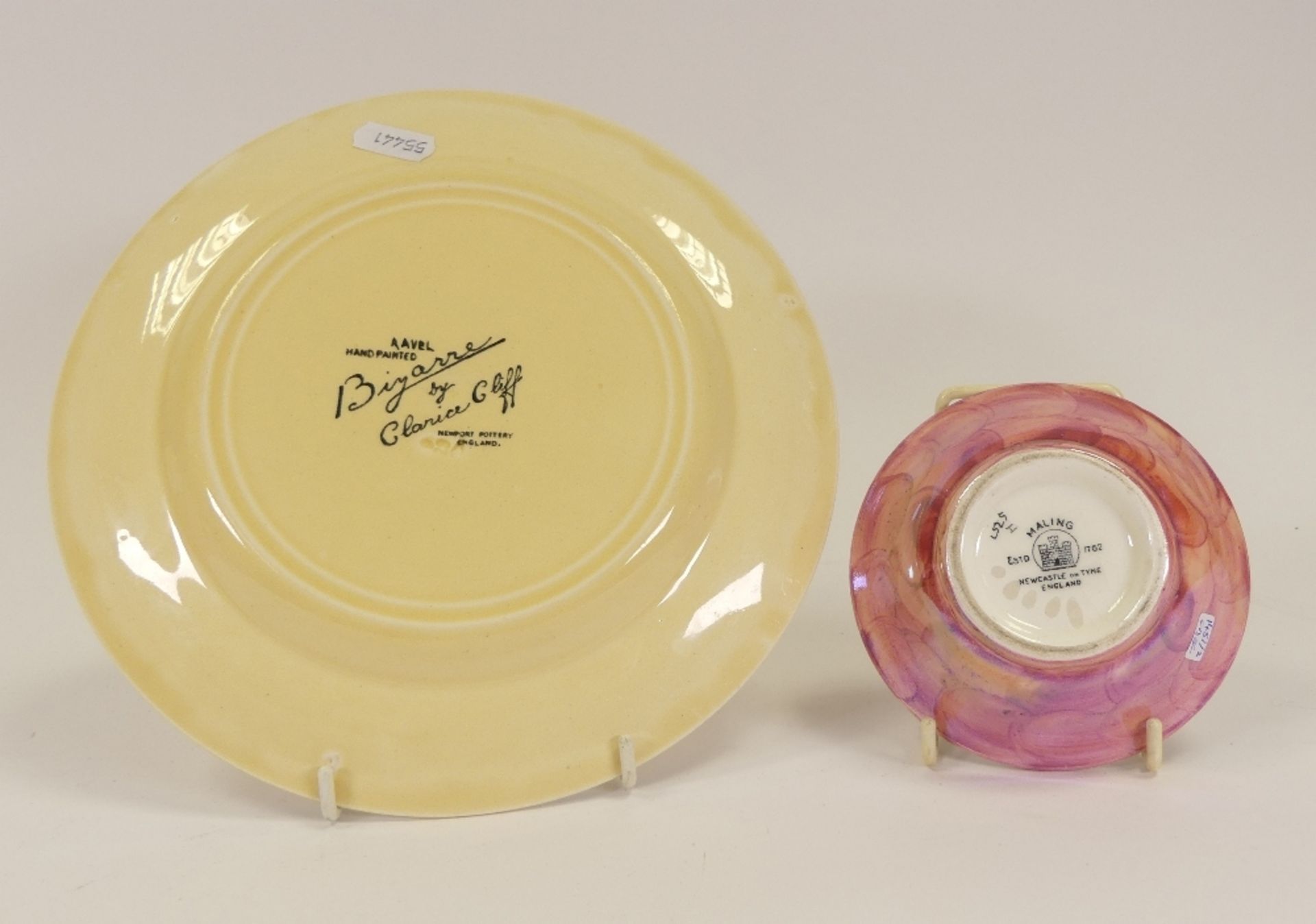 Clarice Cliff Ravel pattern plate together with Maling thumb print ...