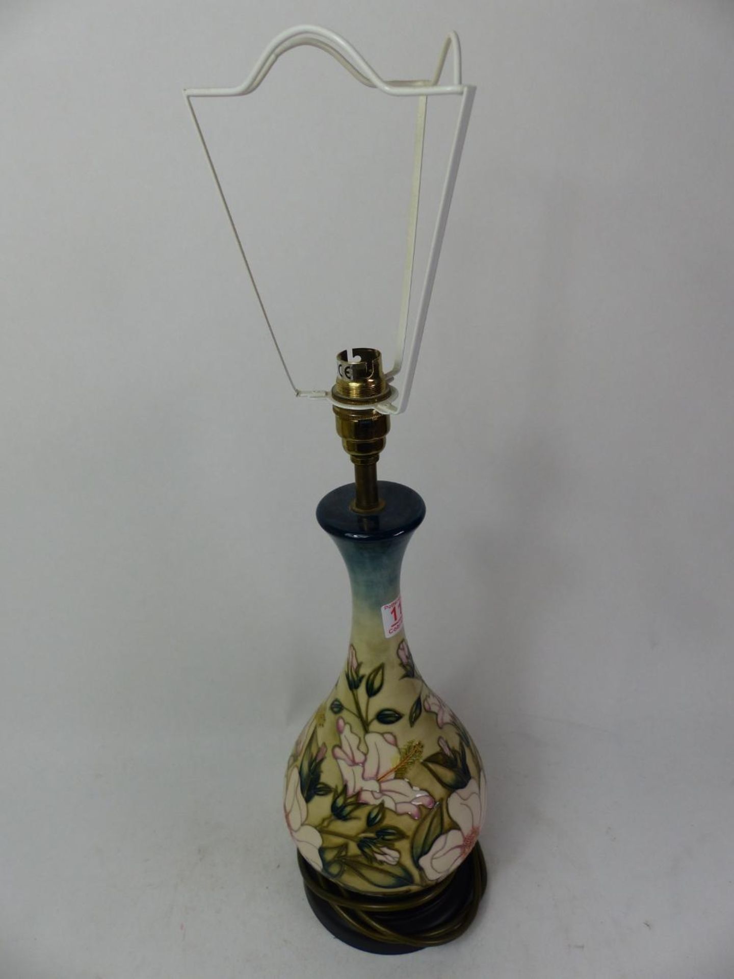 Moorcroft Hibiscus Moon pattern table lamp, overall height to top of ...