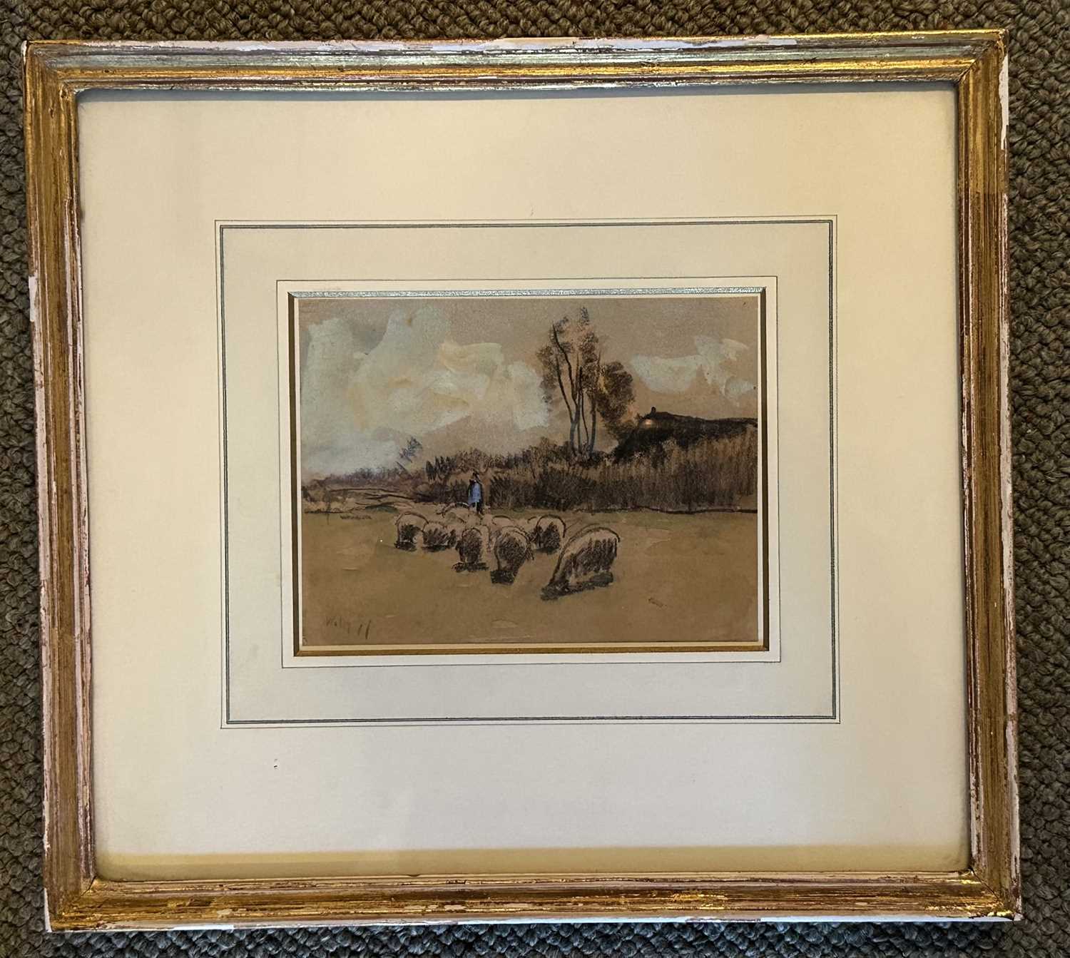 Willy Sluiter (1873-1949) pencil and watercolour - Sheep Grazing ...
