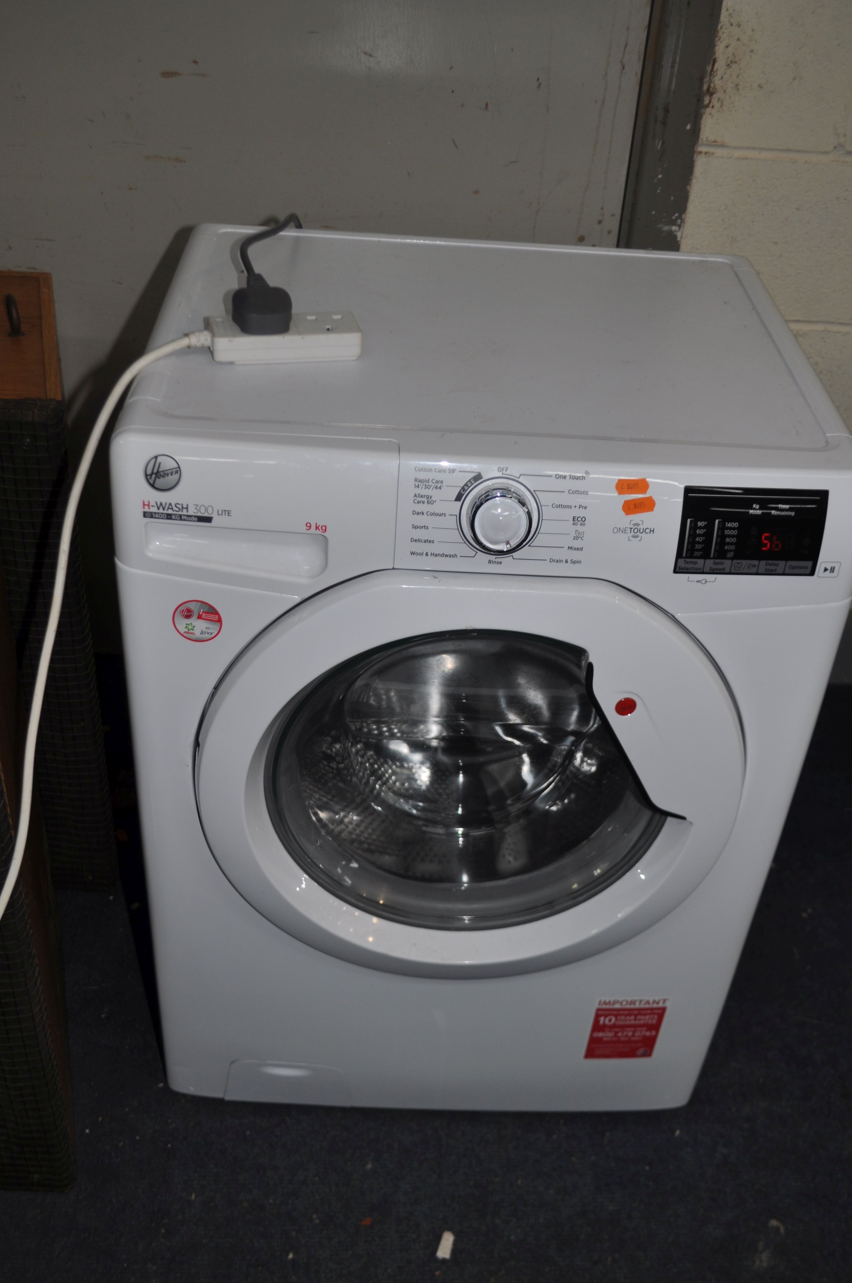 A HOOVER H-WASH 300 LITE H3W492DA4/1 9kg WASHING MACHINE width 60cm ...