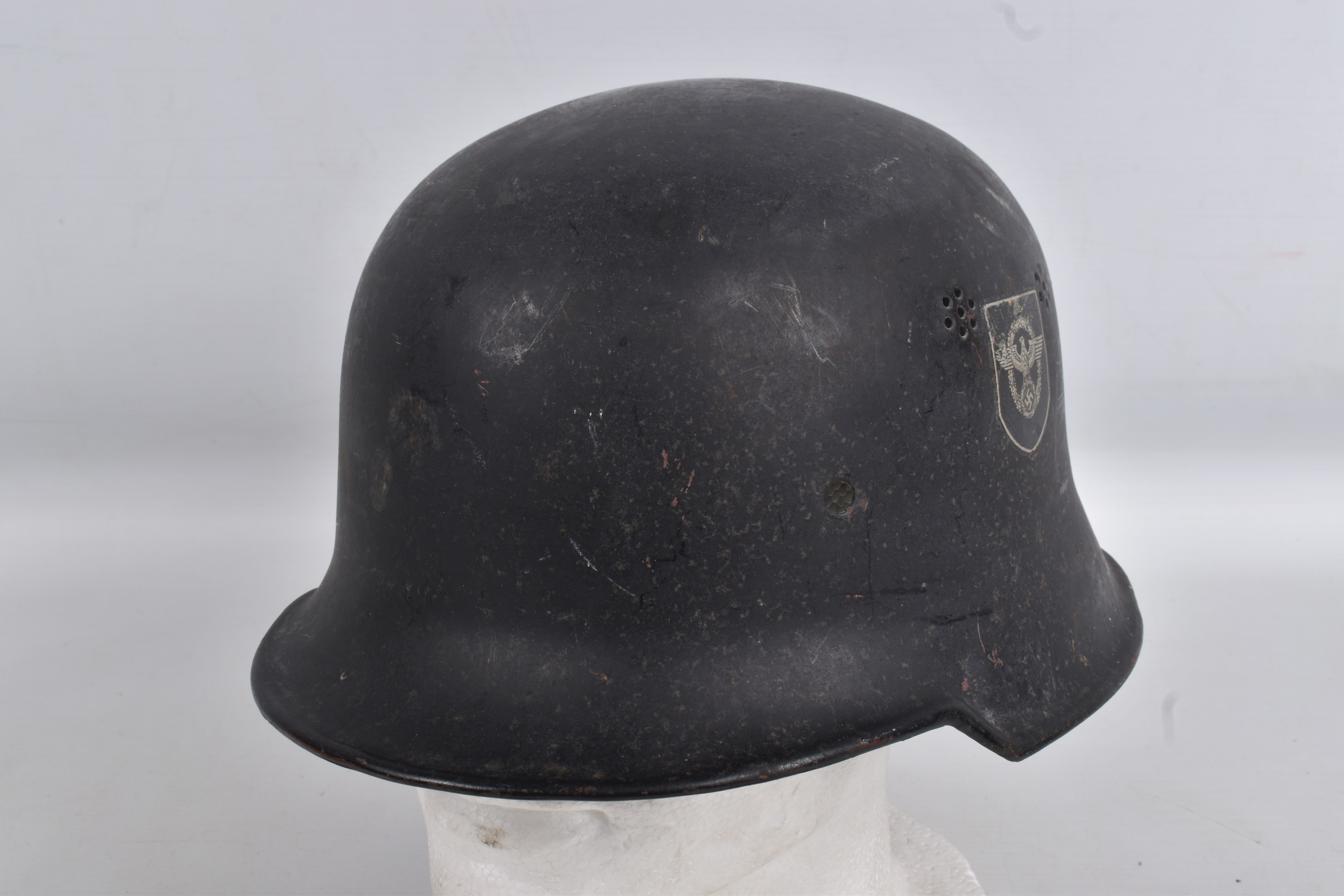A WWII ERA GERMAN M34 NSDAP CIVIL POLICE HELMET WITH DOUBLE DECALS ...