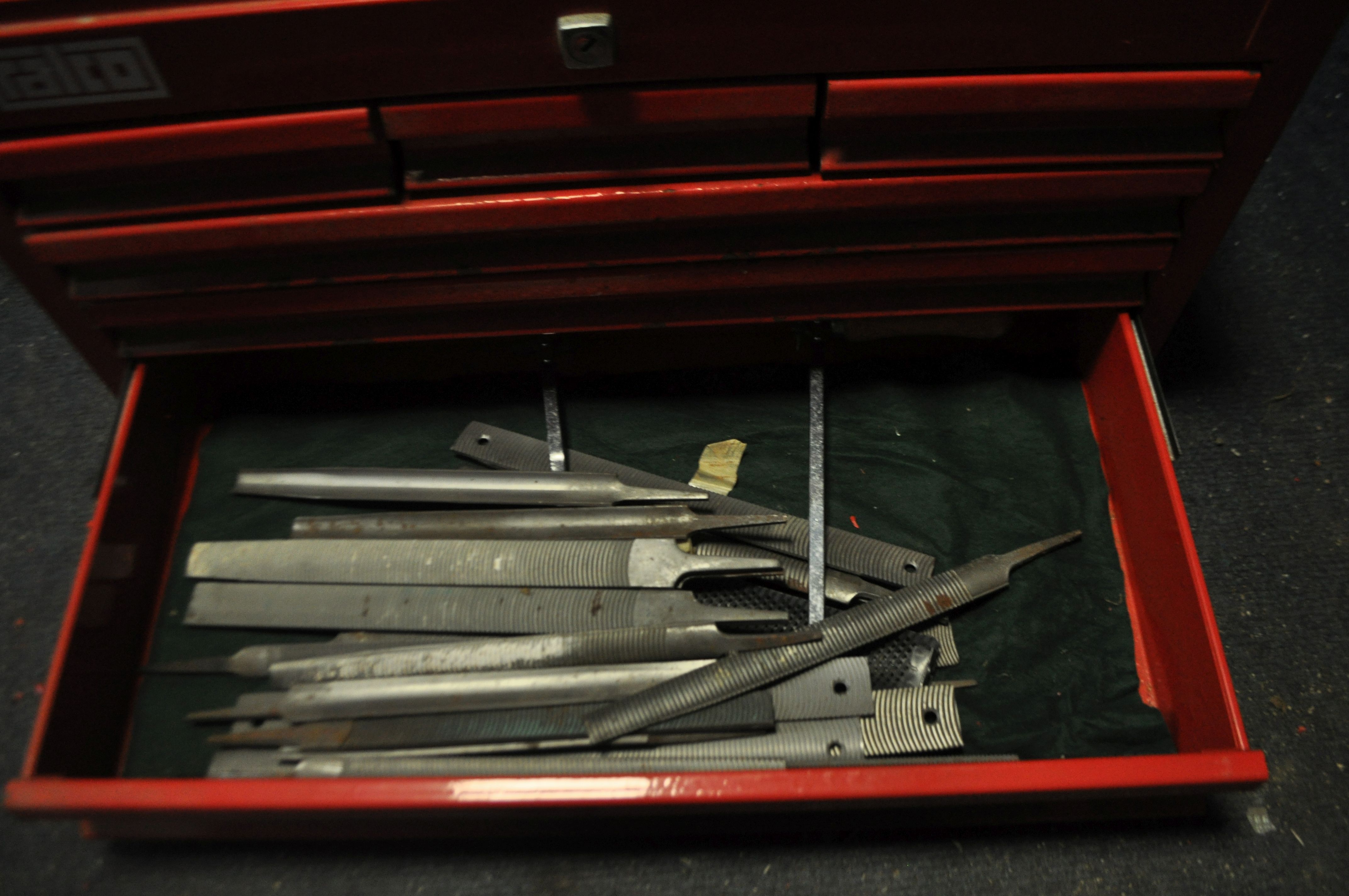 A TALCO METAL MECHANICS TOOLCHEST with six drawers containing files ...
