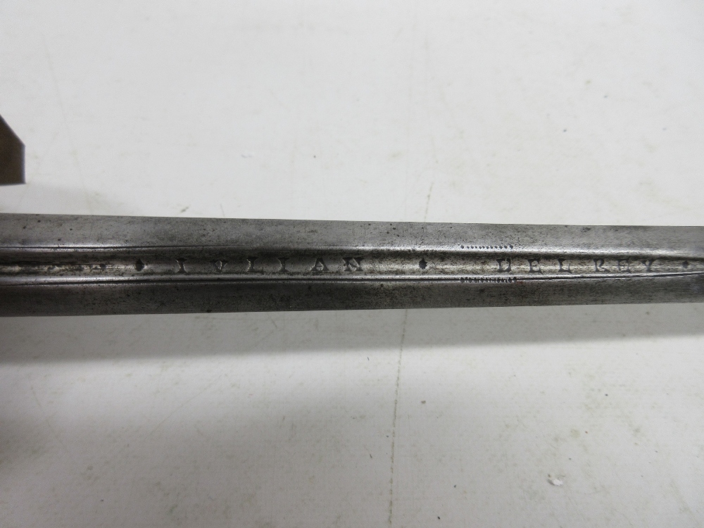 17th century French style rapier with 85cm double blade tapering to ...