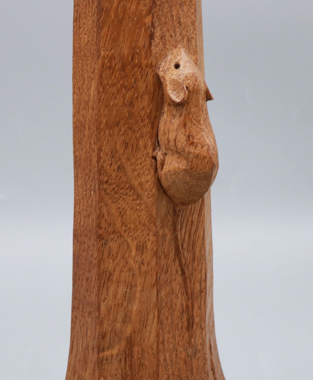Robert Mouseman Thompson of Kilburn - an adzed oak table lamp, tapered ...