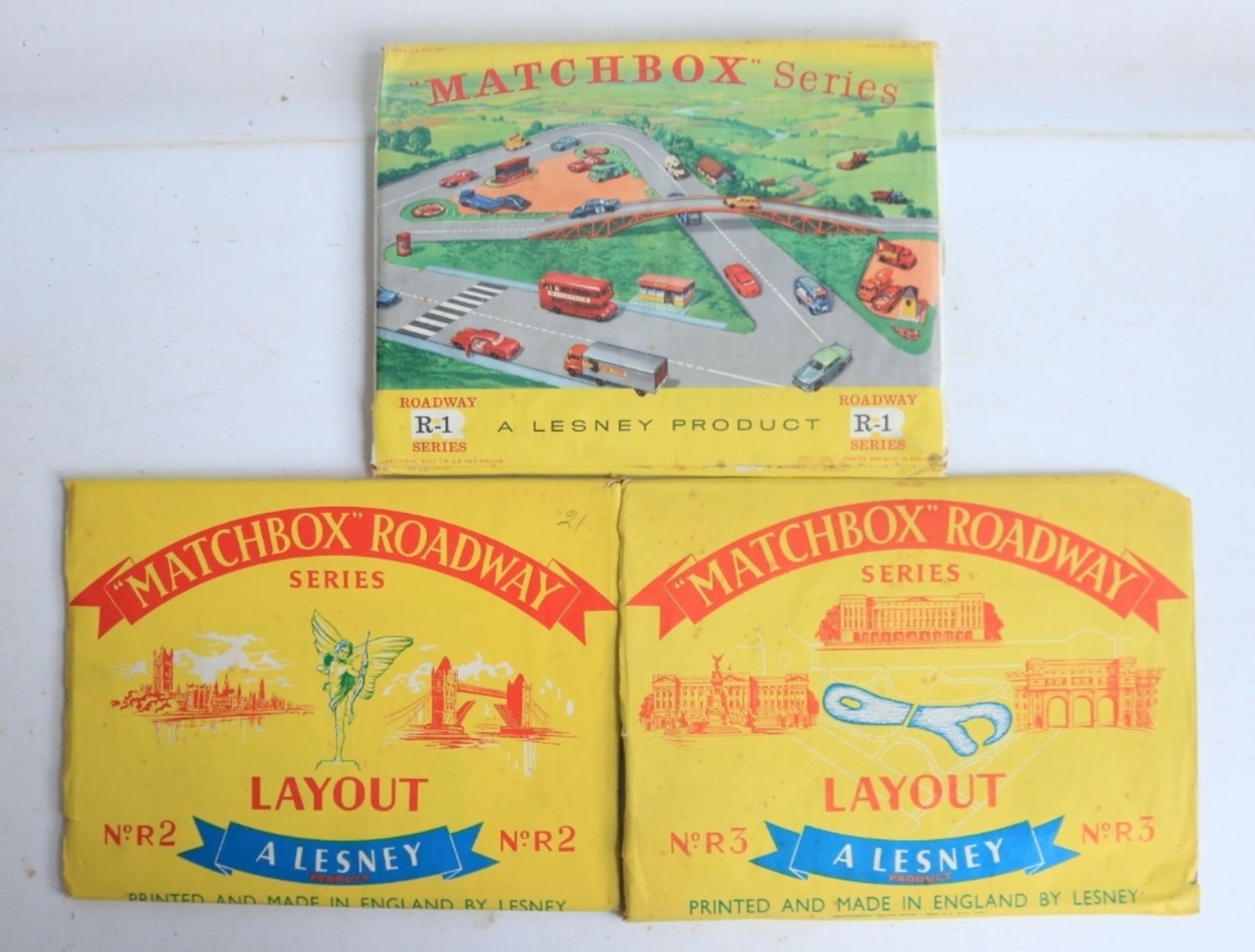 Collection of three Matchbox Roadway Series card layout sets to include ...
