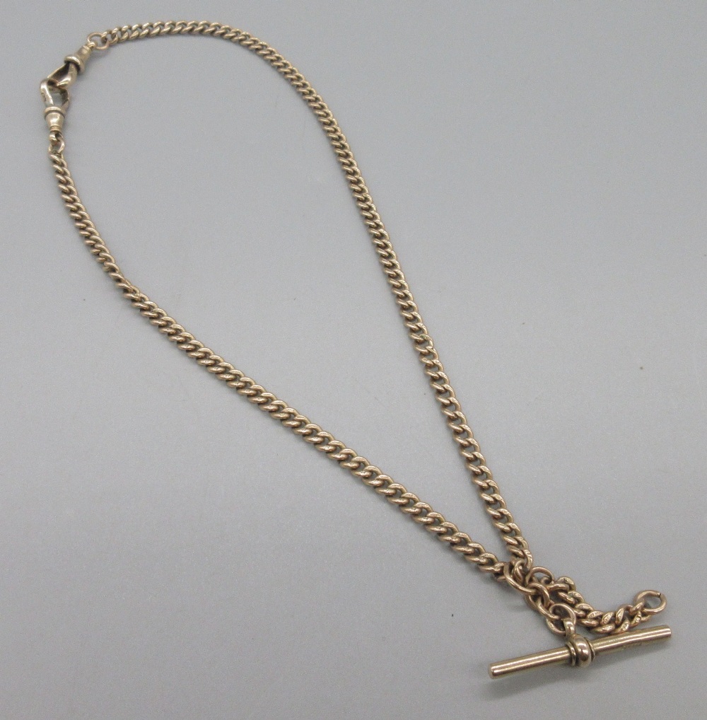 9ct rose gold albert chain with two dog clip clasps, stamped 375, L44cm ...