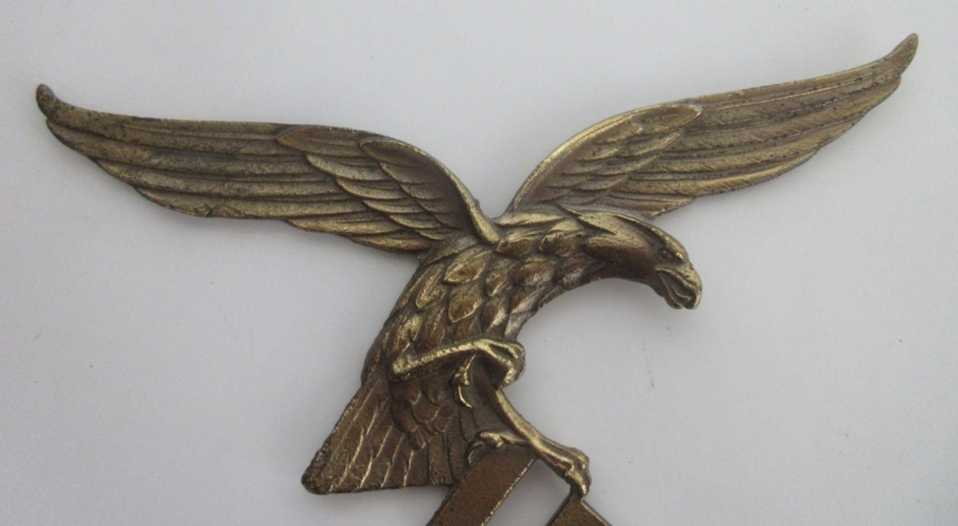 Large brass Luftwaffe Eagle emblem. Wingspan 28cm x 22cm. Enamel Sign ...