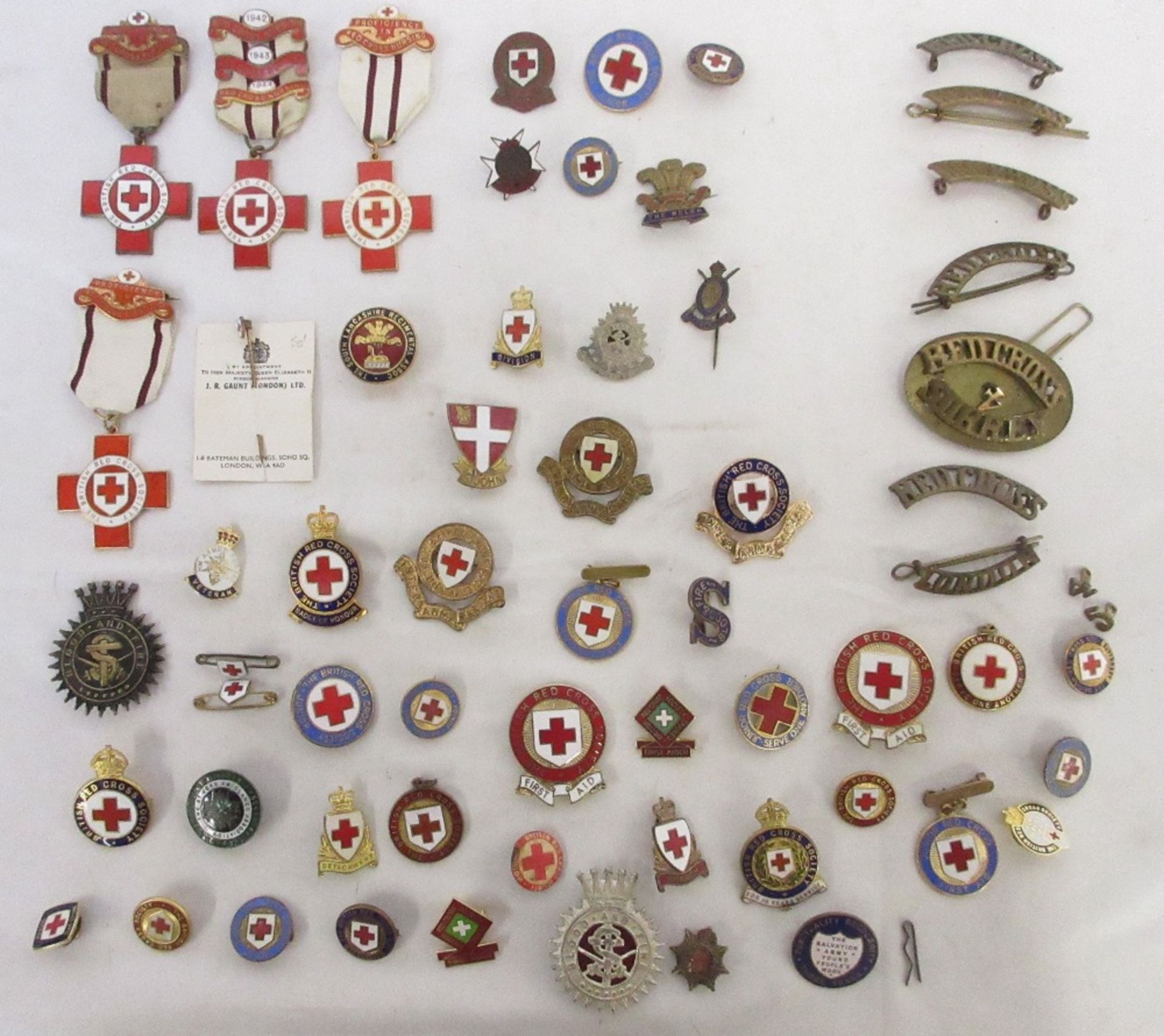Collection of cap badges, pin badges etc. from the British Red Cross ...