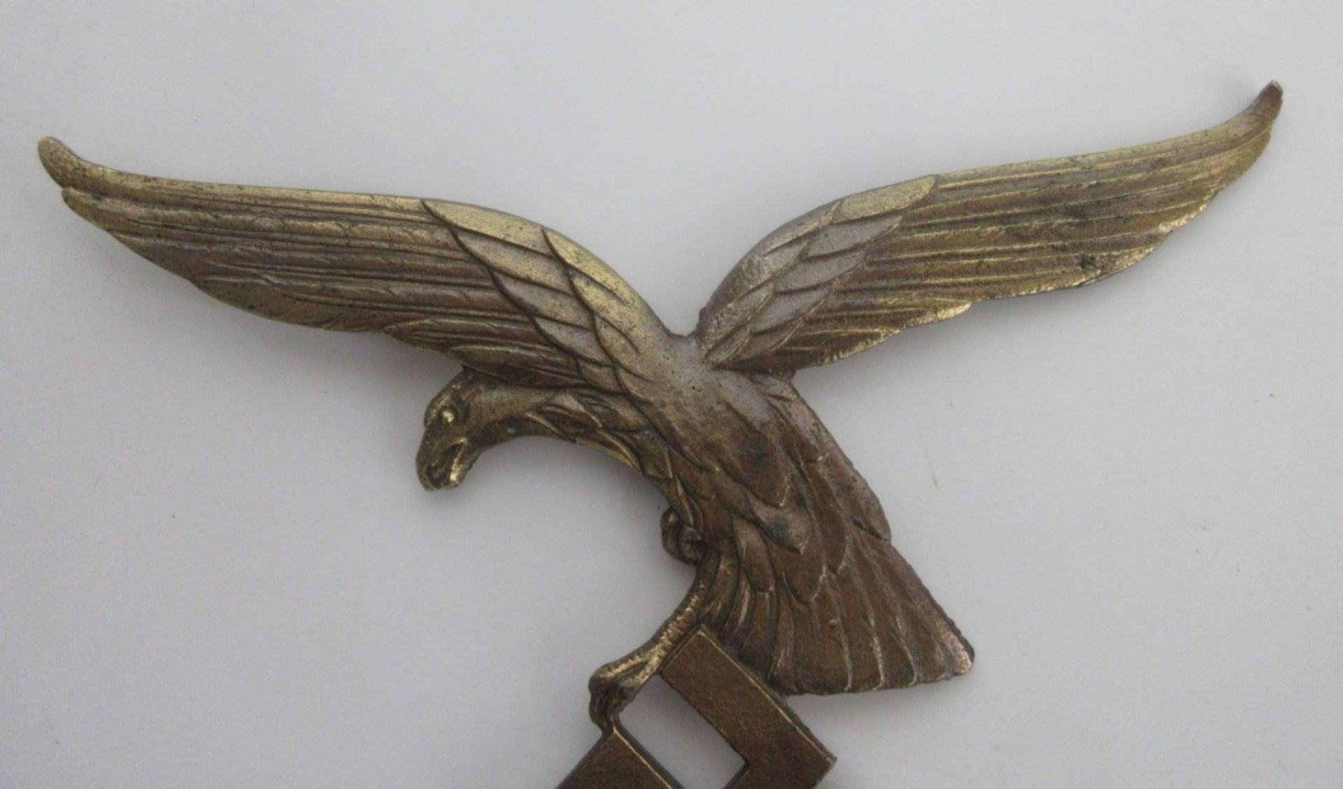 Large brass Luftwaffe Eagle emblem. Wingspan 28cm x 22cm. Enamel Sign ...