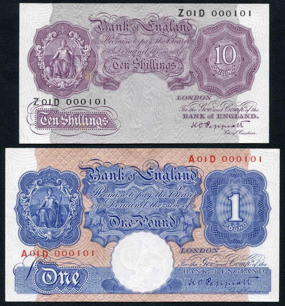 Property of a lady - two banknotes - Bank of England, Kenneth O ...