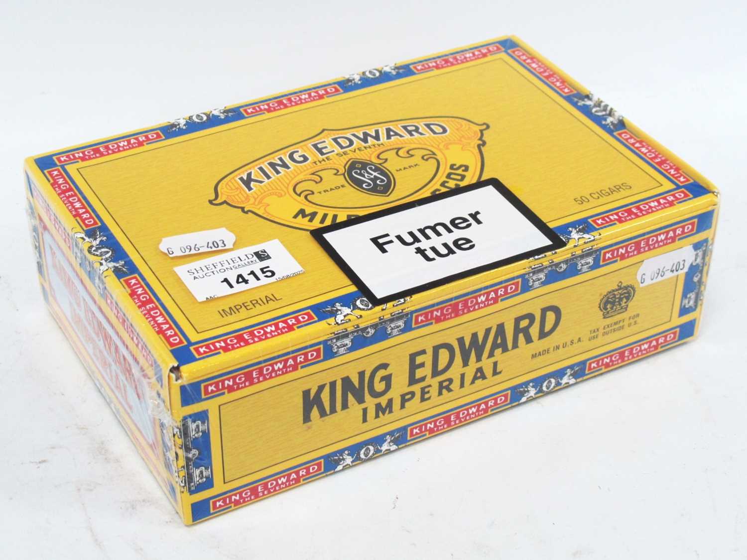 A Sealed Box of King Edward Imperial Cigars, holding fifty cigars, made ...