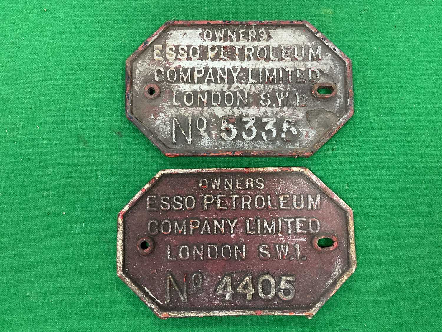 Railwayana - Two Cast Iron Railway Owners Wagon Plates, Esso Petroleum ...