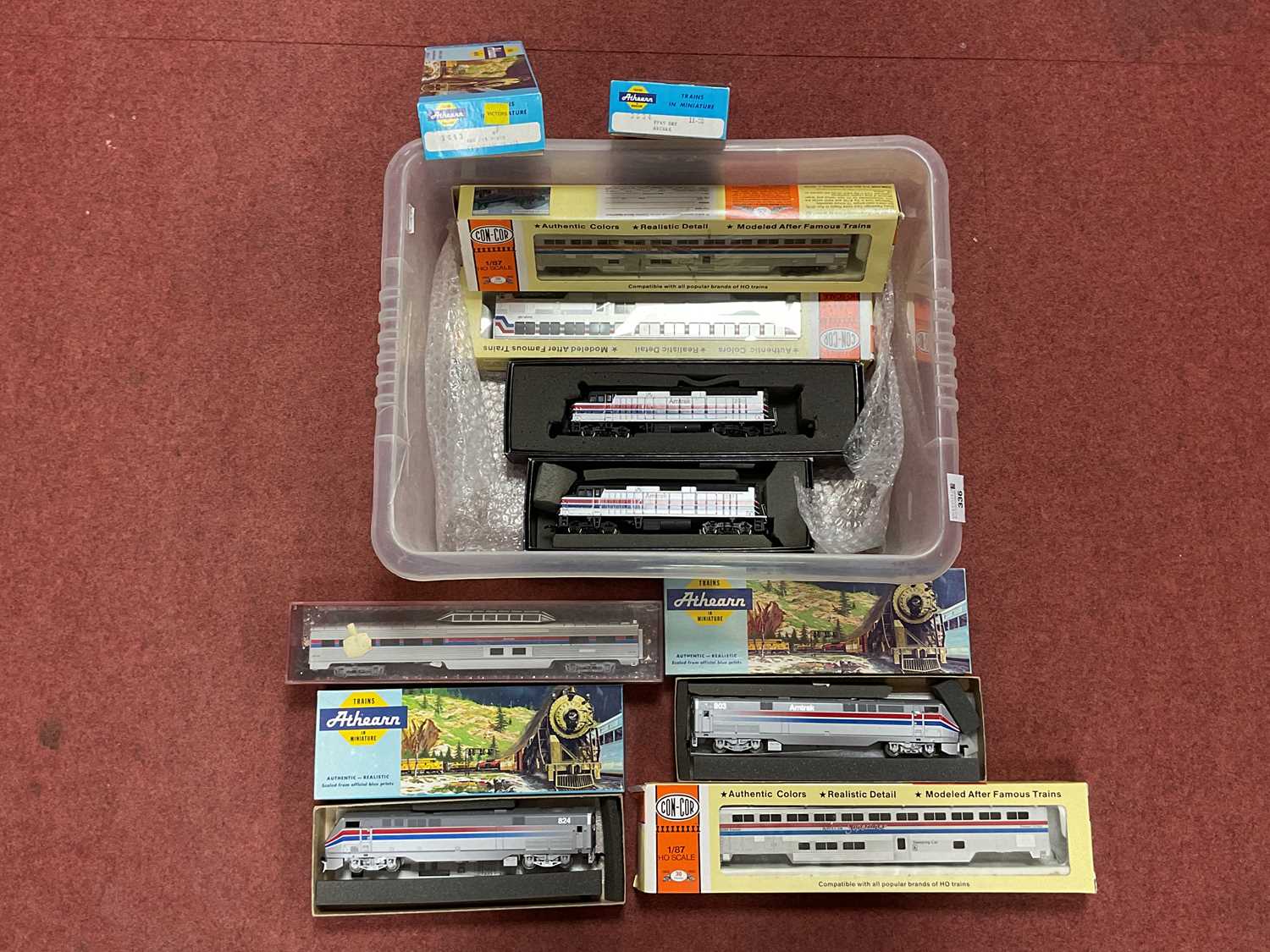 Six boxed HO scale Amtrak diesel locomotives: two Spectrum (Bachmann ...