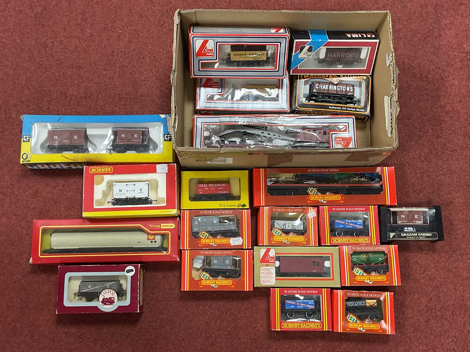 Approximately twenty boxed 00 gauge wagons by Hornby, Lima, Dapol and ...