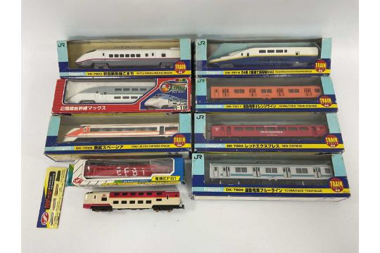 Nine Japanese diecast modern train models by Diapet and others, eight ...