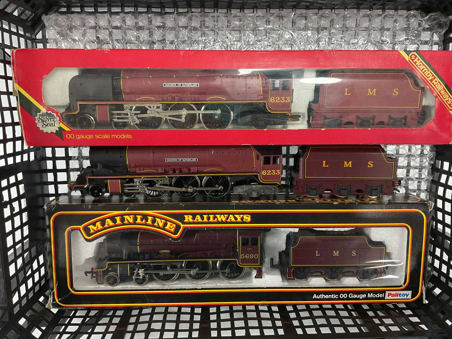 Three 00 gauge LMS Red express locomotives: two Hornby "Duchess of ...