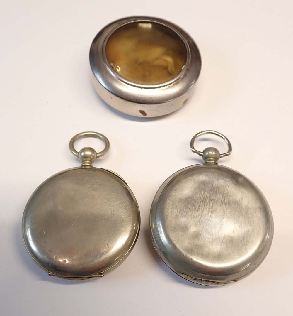 Two open face pocket watches including a Beaucourt both in white metal ...