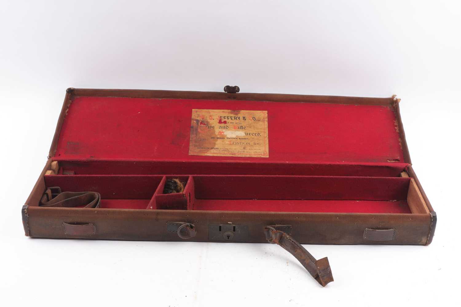 Canvas and leather gun case for restoration, fitted for 30 ins barrels ...