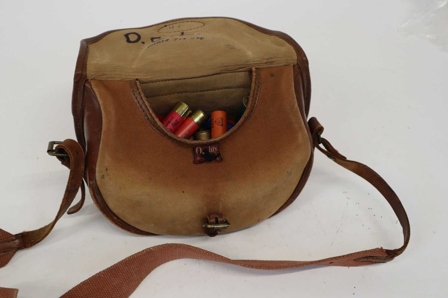 S2) Canvas cartridge bag and contents of mixed shotgun cartridges inc ...