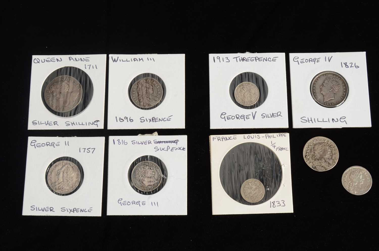 A small collection of early milled and later British silver coinage ...