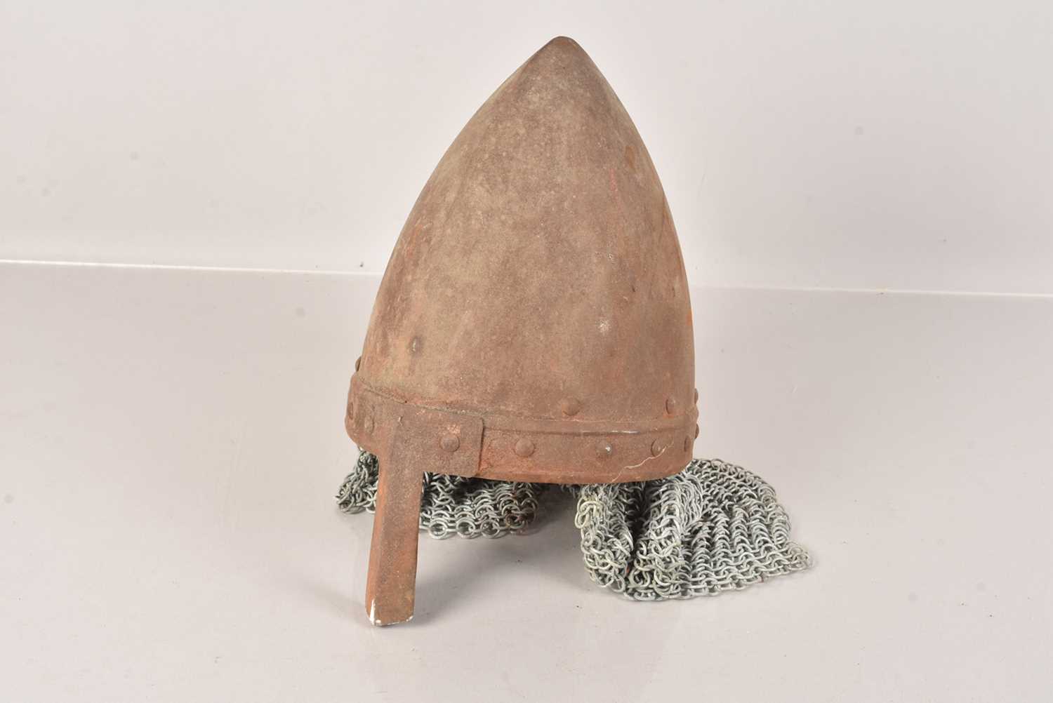 A Norman Style Nasal Helmet, having chain mail aventail