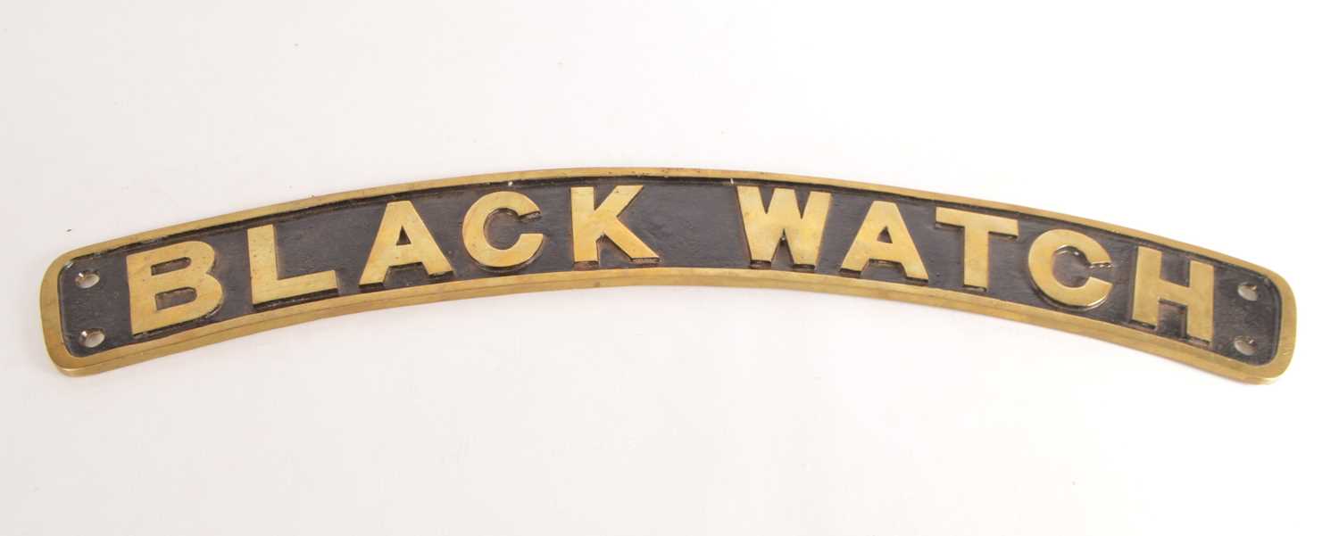 Reproduction Cast Brass Locomotive Name Plate Black Watch, of arched ...