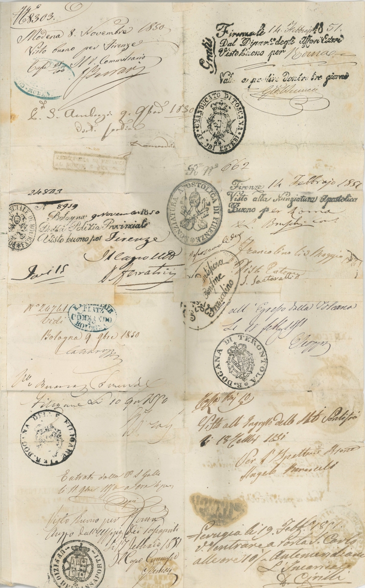 19TH CENTURY PASSPORT OF EDWARD BEARCROFT, Linen backed passport, 1850 ...