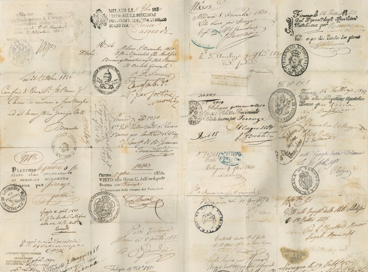 19TH CENTURY PASSPORT OF EDWARD BEARCROFT, Linen backed passport, 1850 ...