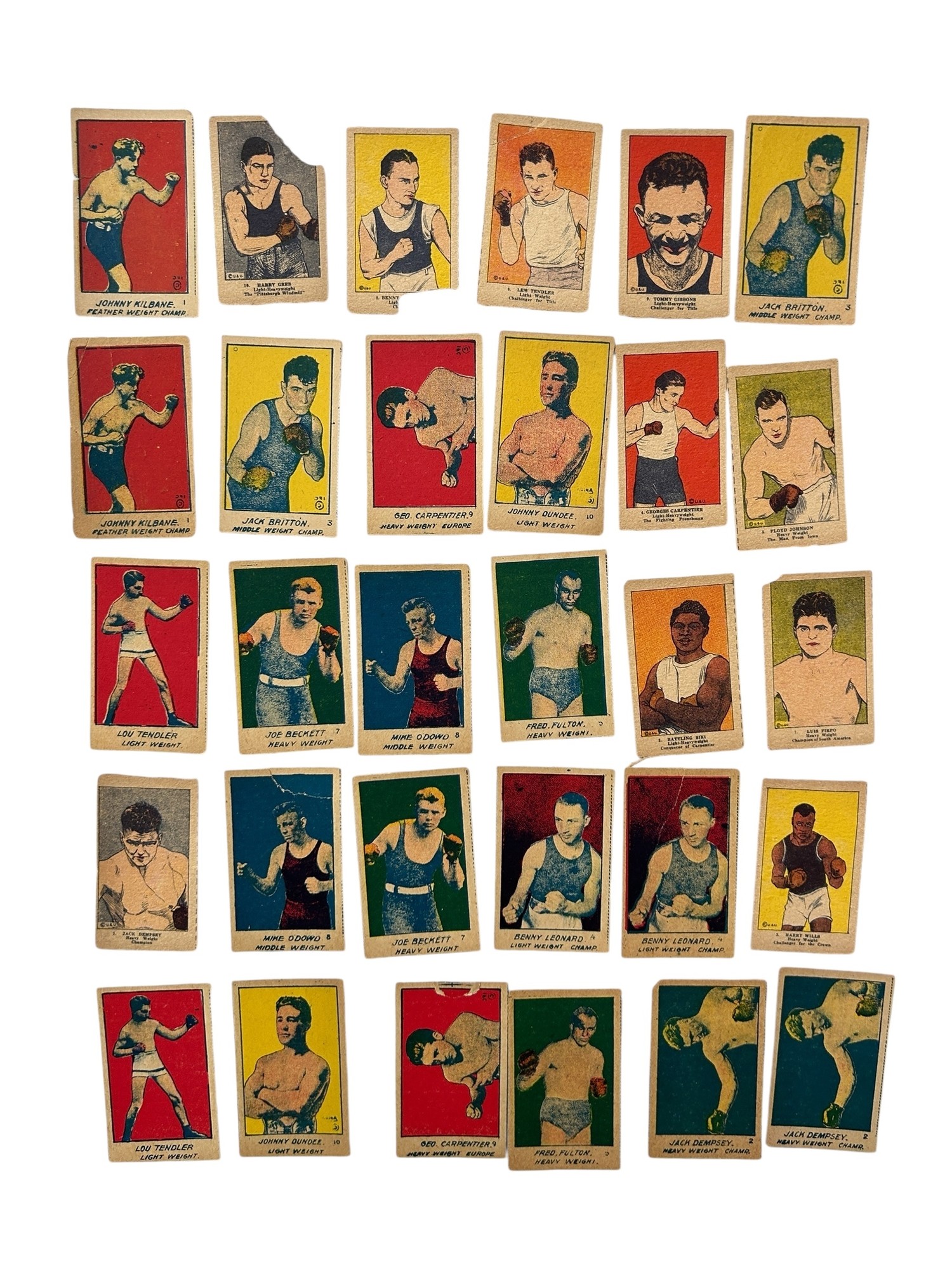 1920S AMERICAN STRIP BOXING TRADE CARDS, HAND CUT, 30 EXAMPLES, JACK ...
