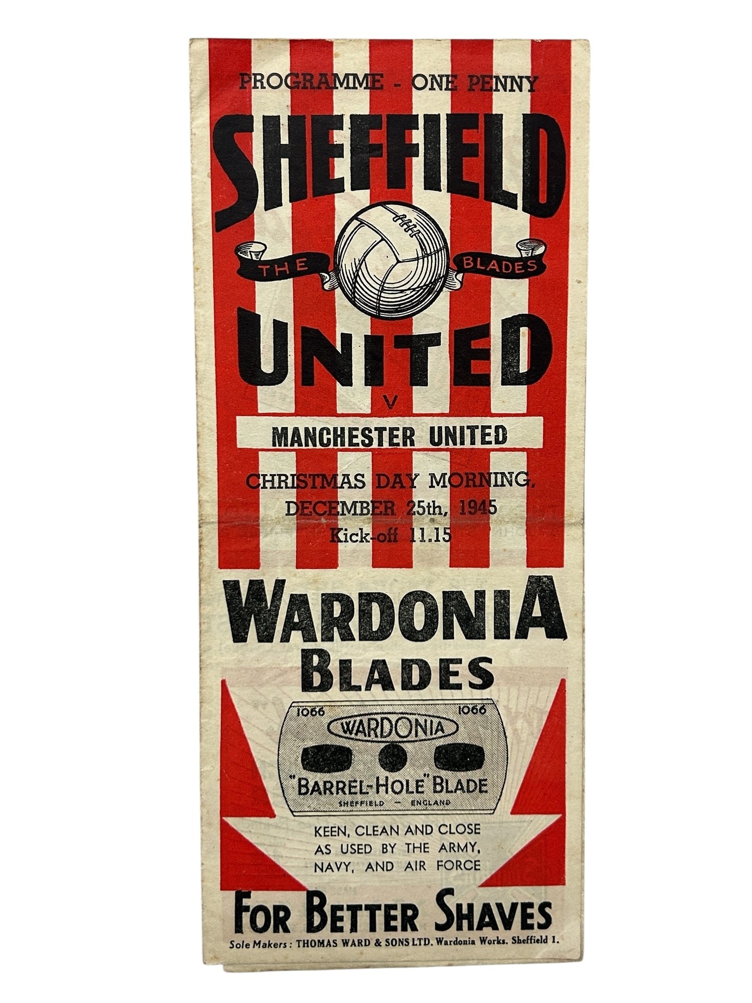 MANCHESTER UNITED AWAY VERSUS SHEFFIELD UNITED 1945/46 FOOTBALL ...