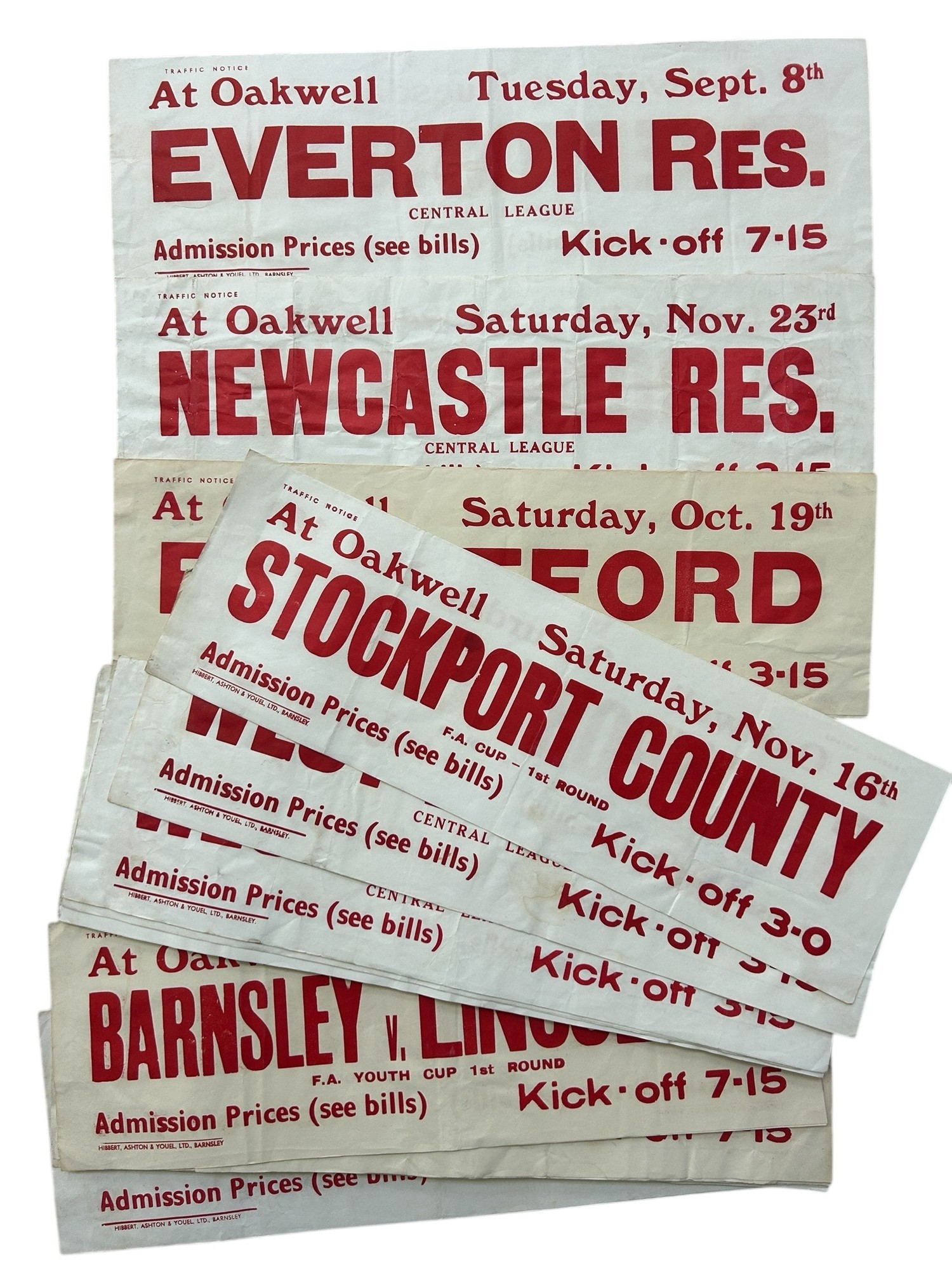 COLLECTION OF 1960s BARNSLEY FC BUS WINDOW POSTERS,23 IN TOTAL, RARE ...