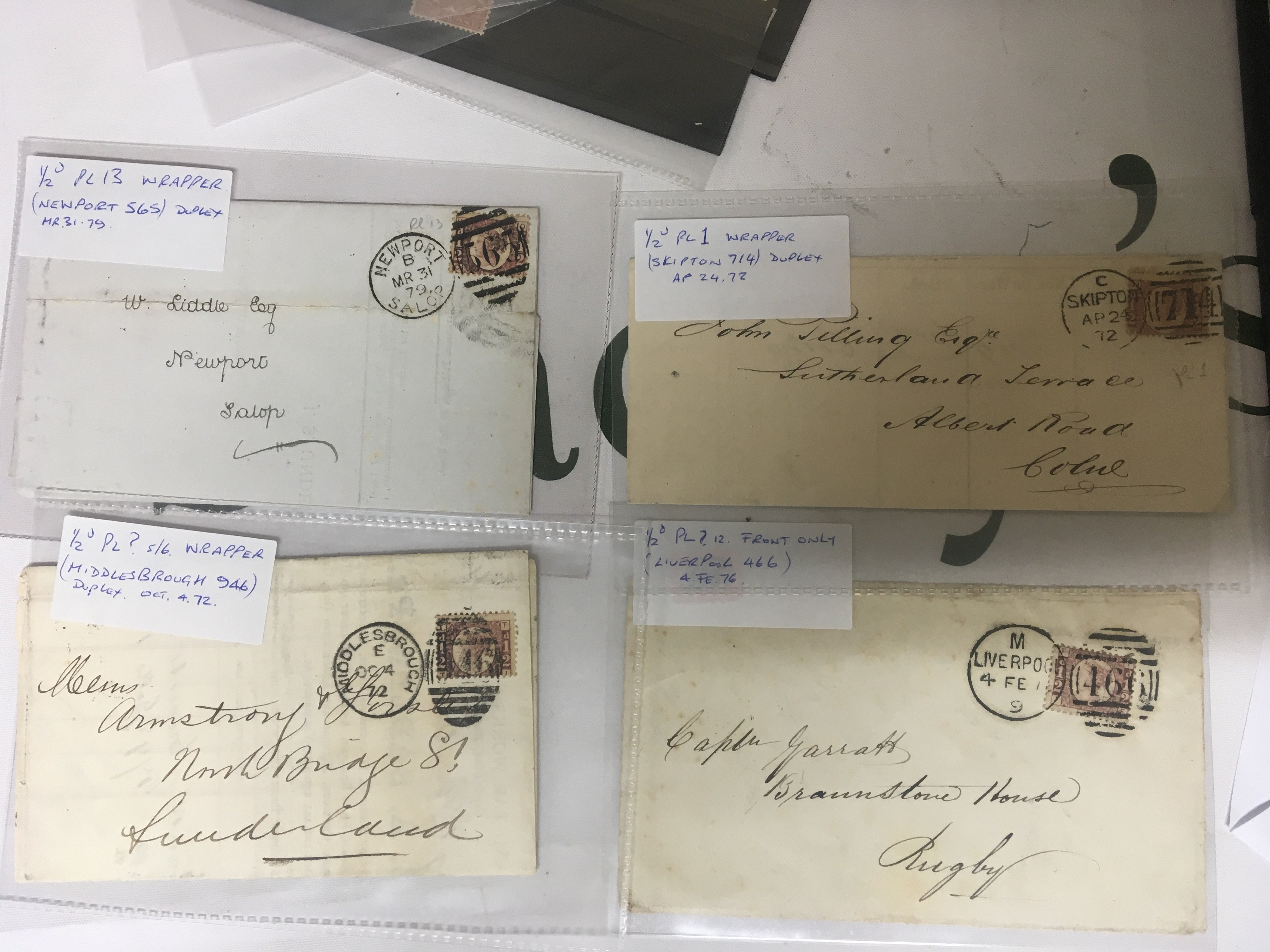 Four Victorian postal covers 1/2d Stamps with clear Frank marks Newport ...