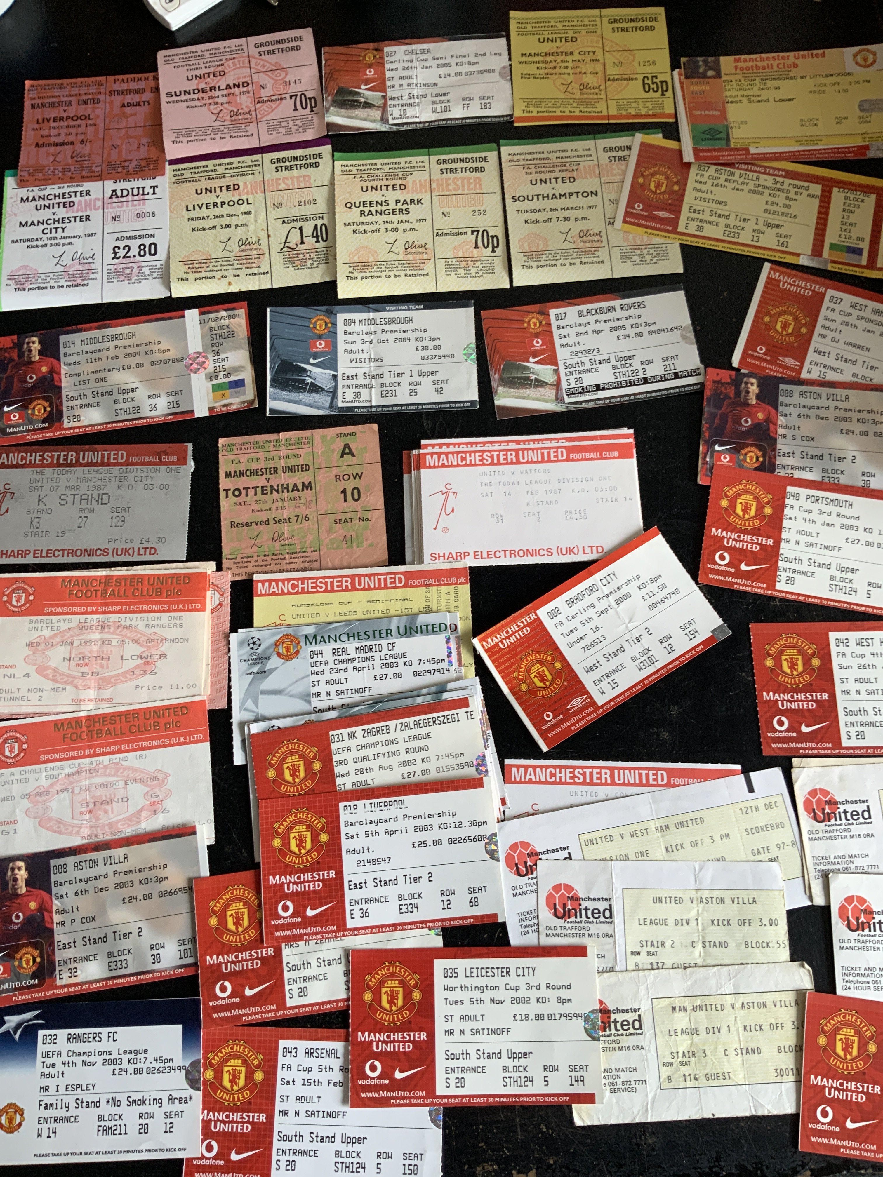 Manchester United Home Football Tickets: includes 76/77 QPR Aston Villa ...
