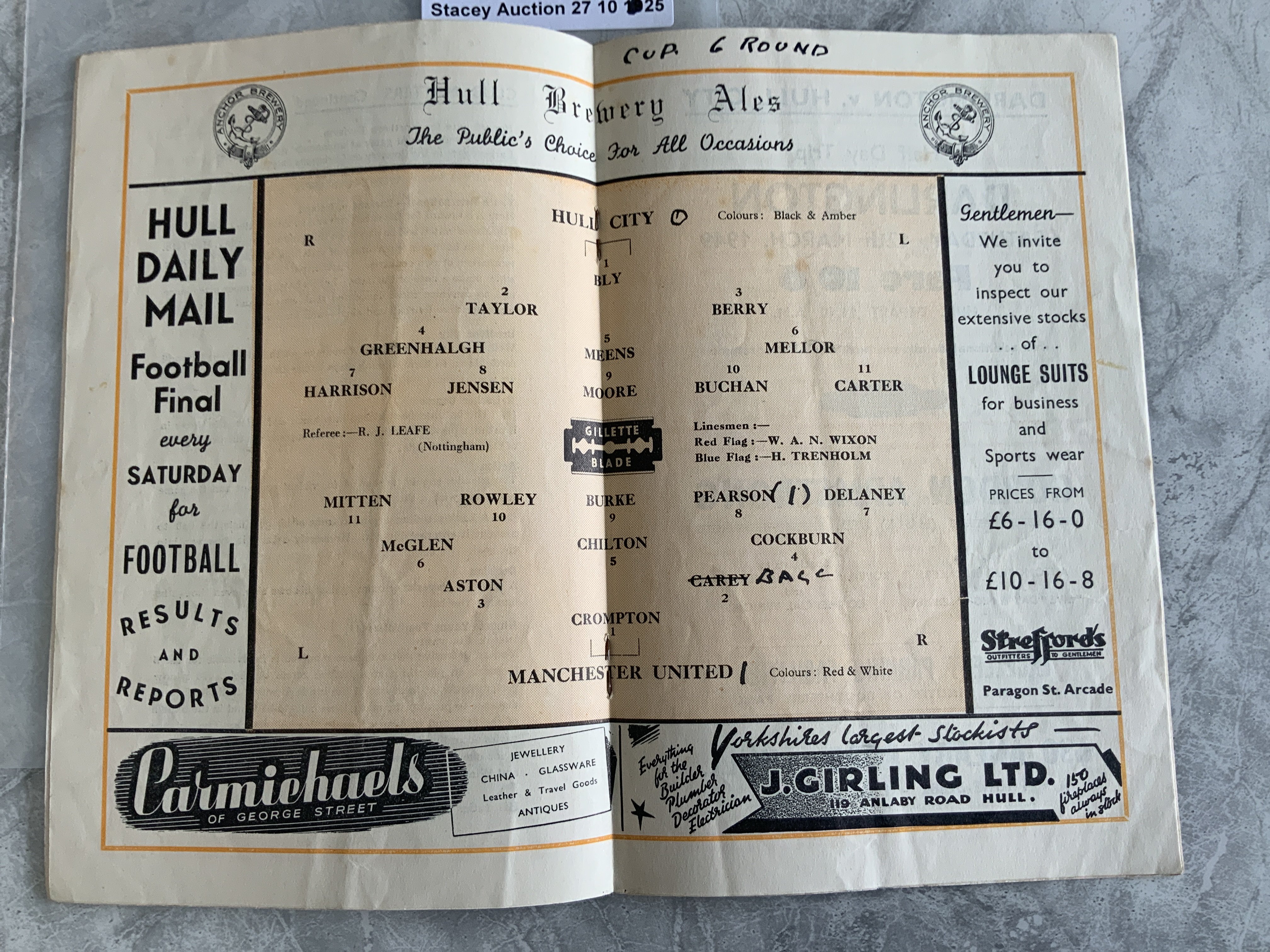 48/49 Hull City v Manchester United Football Programme: Very good ...
