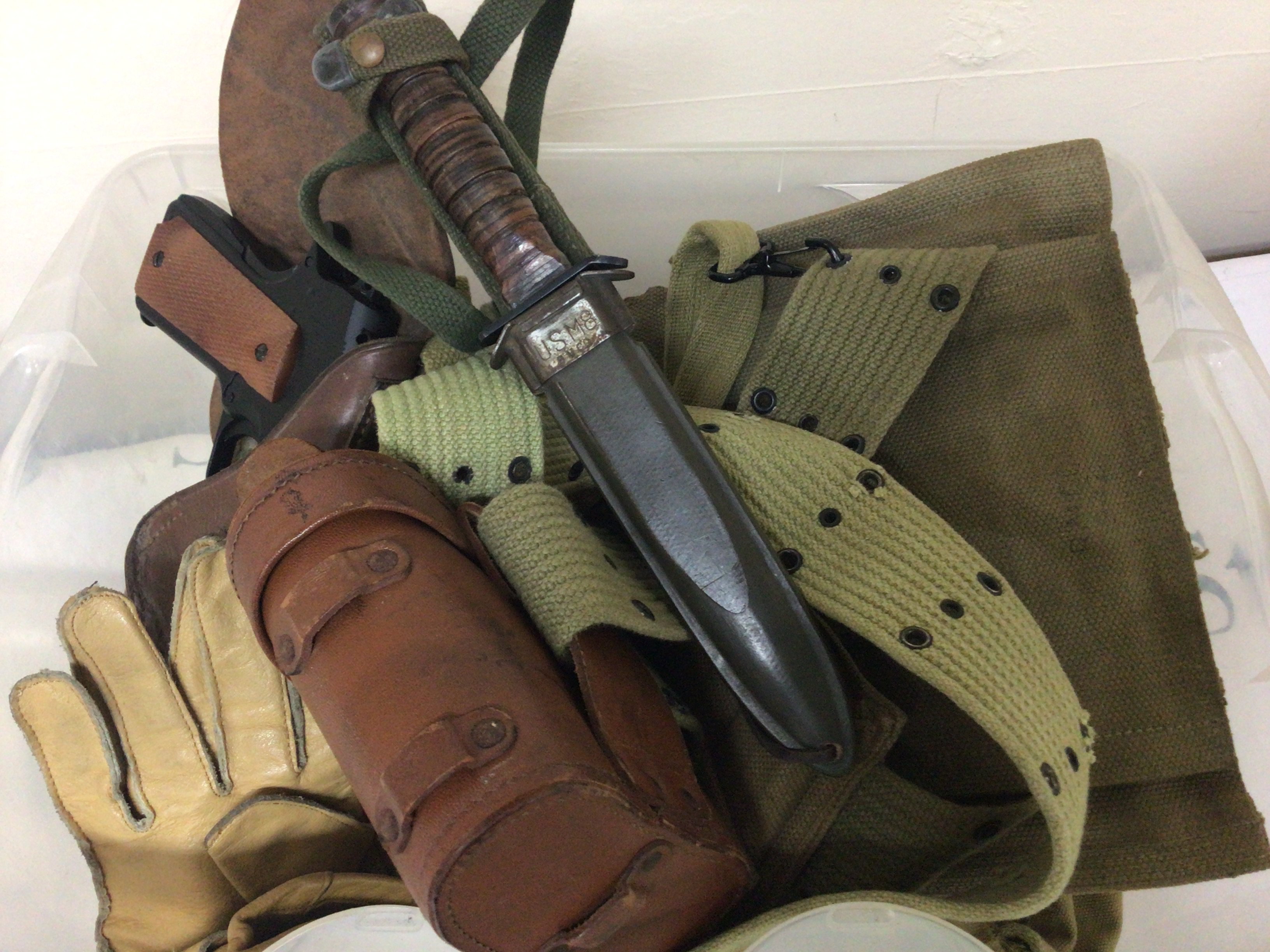 A collection of American II world war and latter webbing including a ...