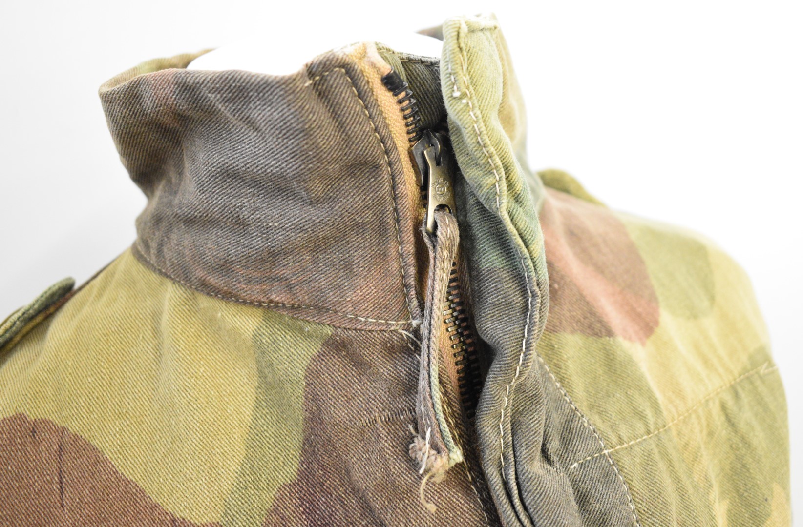 WW2 era Denison smock, green, tan and brown camouflage with half front ...